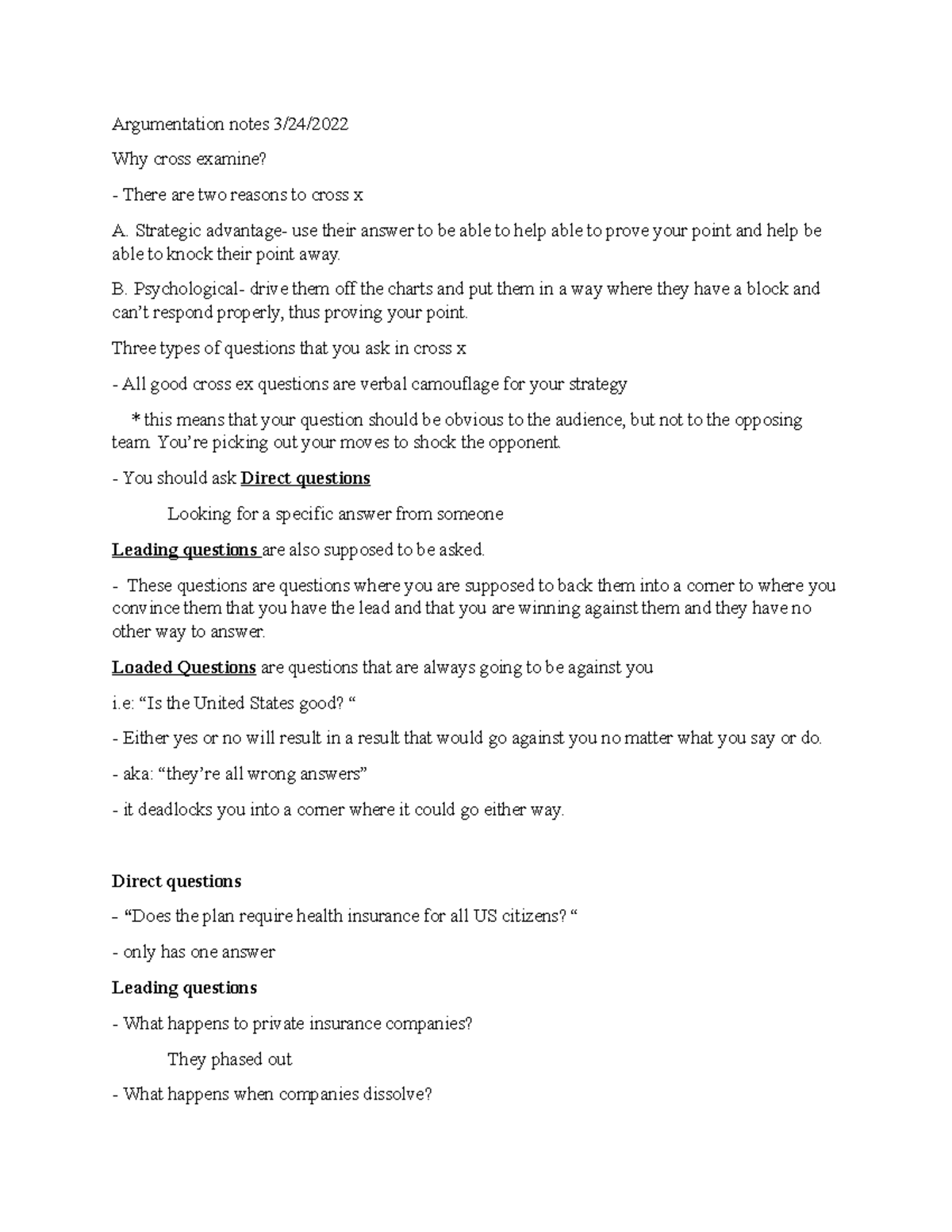 Argumentation notes march 24 - Argumentation notes 3/24/ Why cross ...