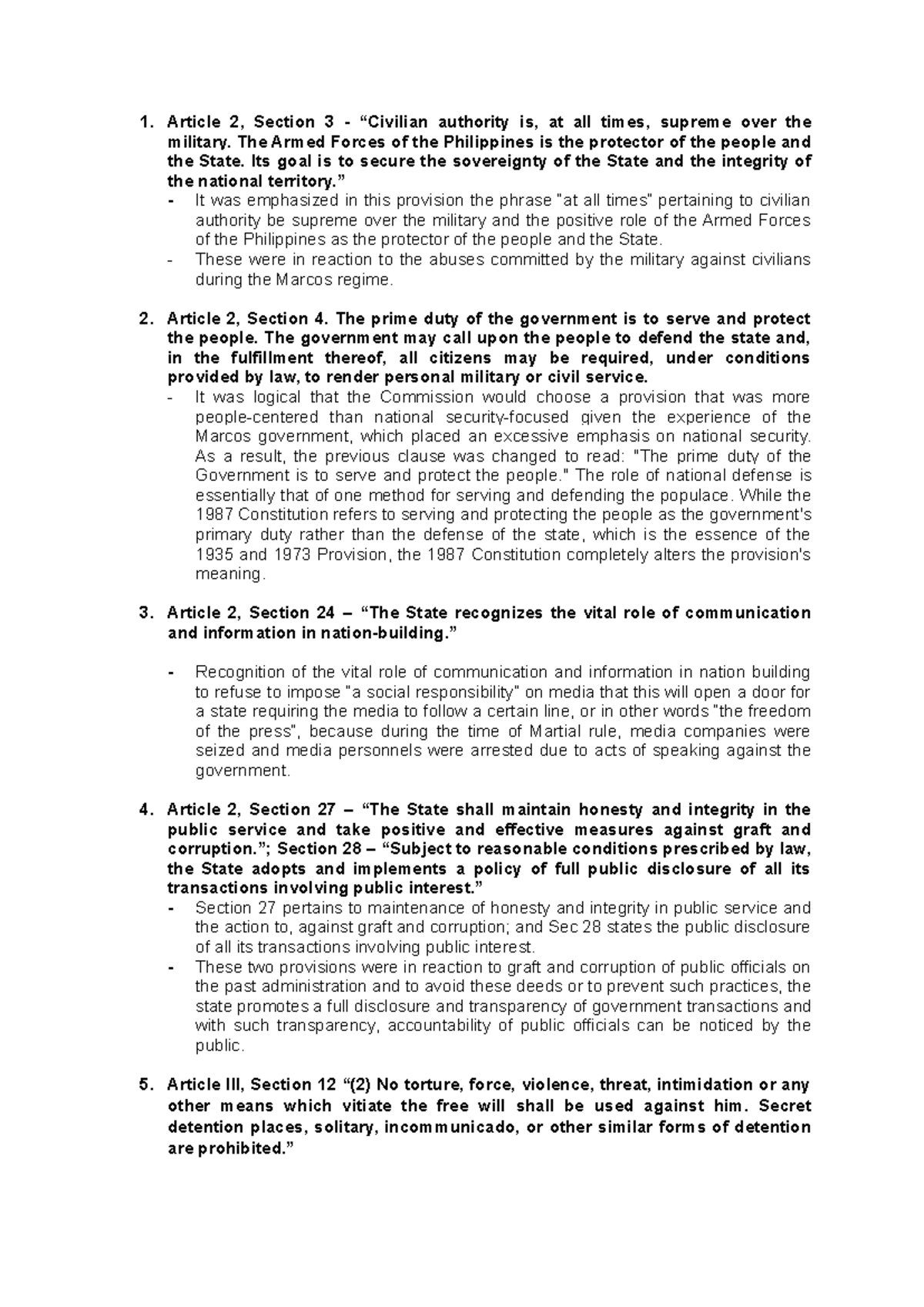 Marcosian-RULE - Article 2, Section 3 - “Civilian authority is, at all ...