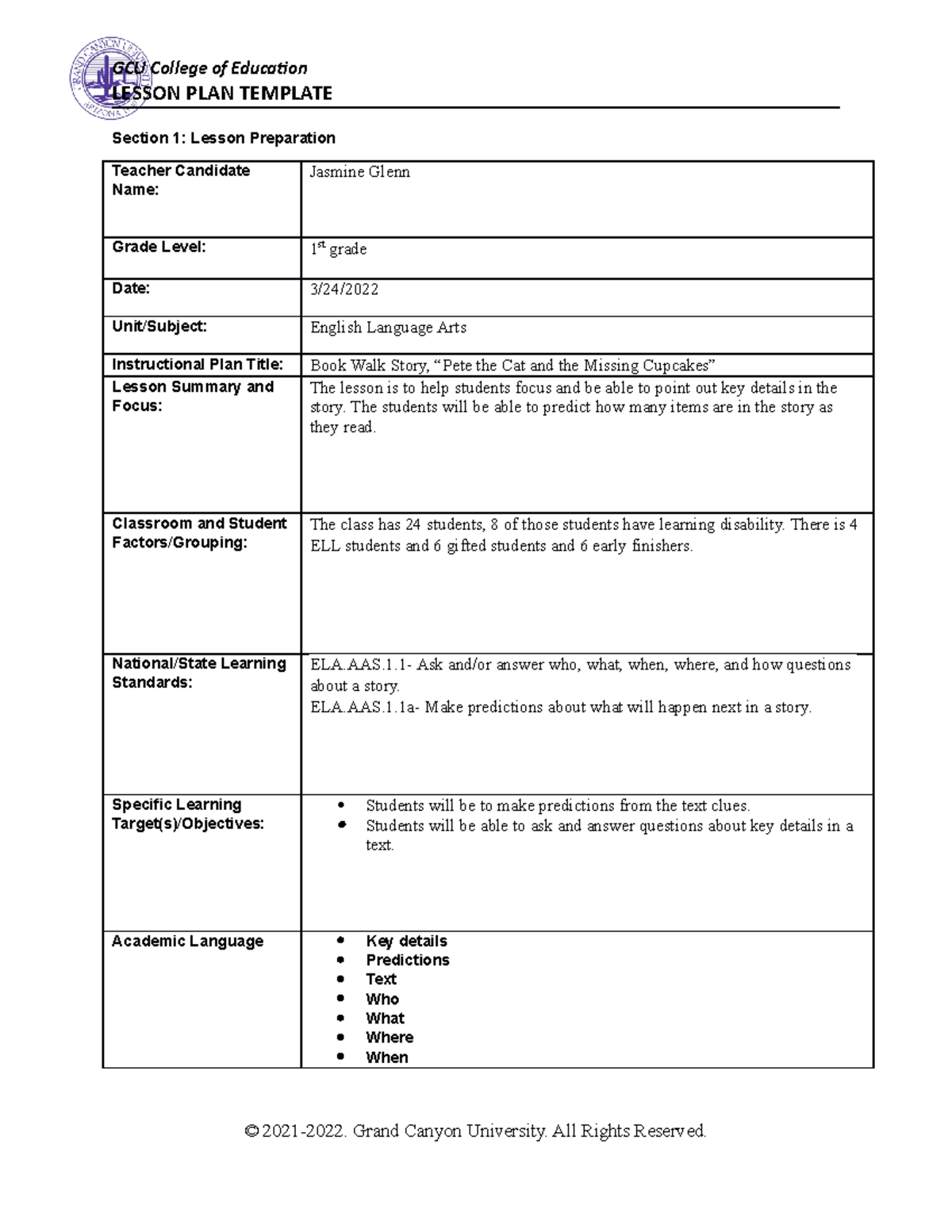 Book Walk Story - Lesson Plan for a book that basically recognizes ...