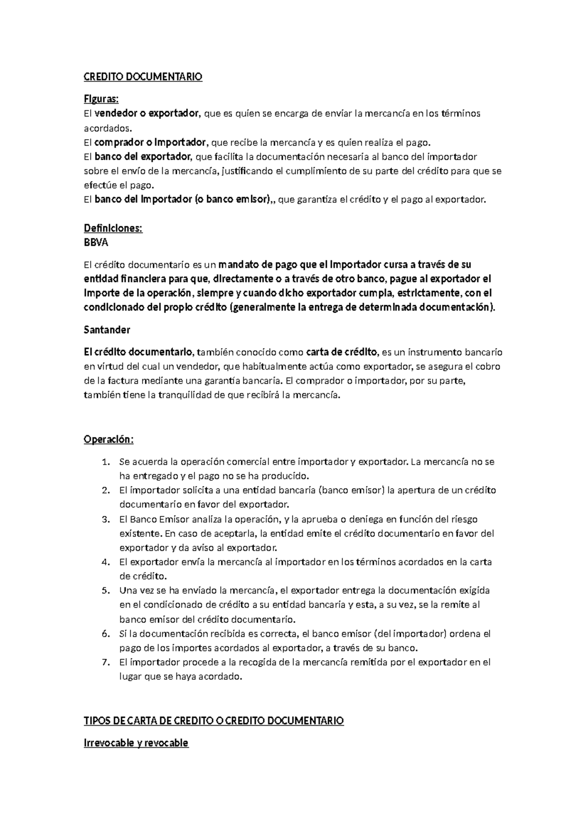 Credito Documentario - CREDITO DOCUMENTARIO Figuras: El vendedor o ...