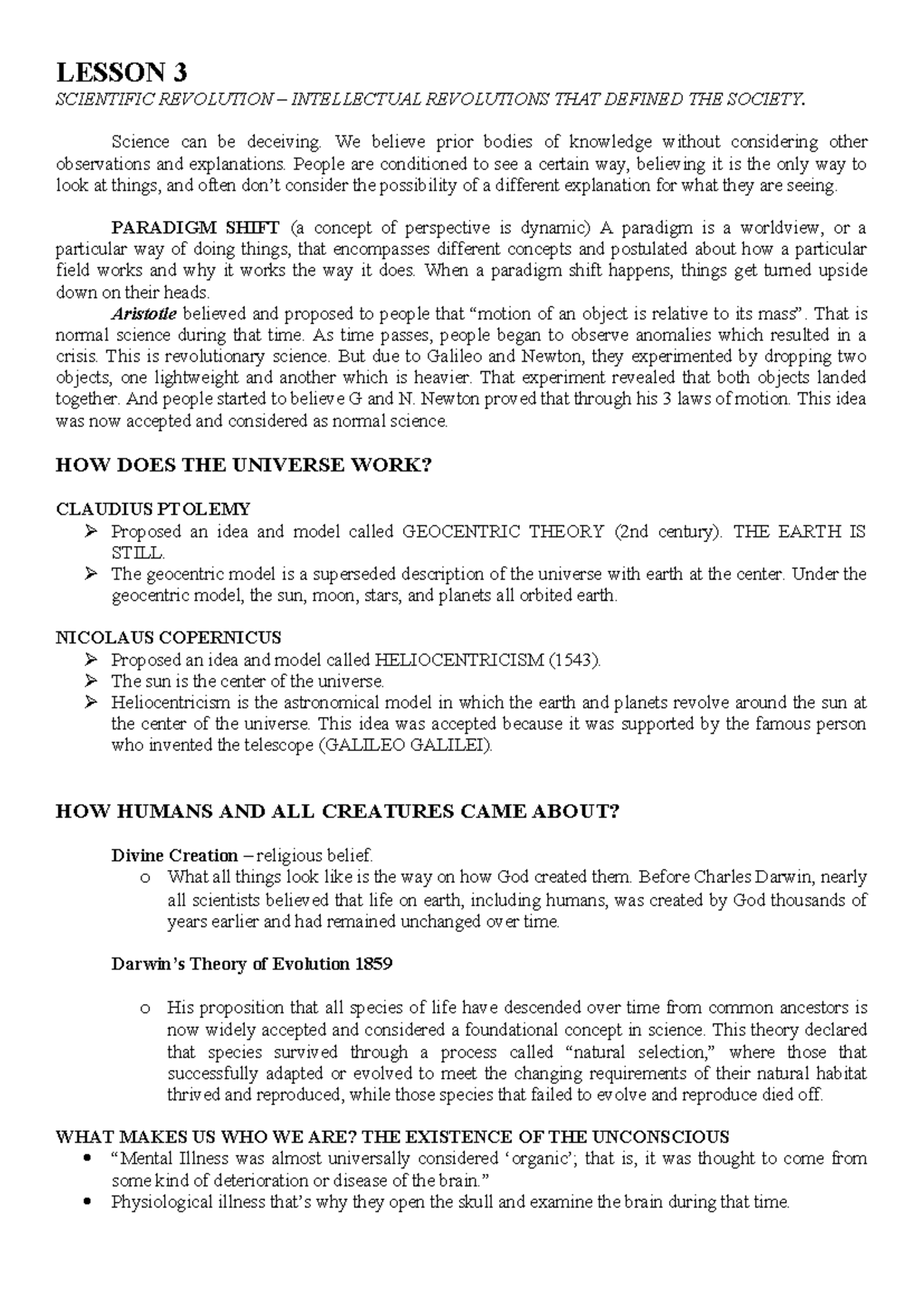 Lesson-3 - Lesson 3 - LESSON 3 SCIENTIFIC REVOLUTION – INTELLECTUAL ...