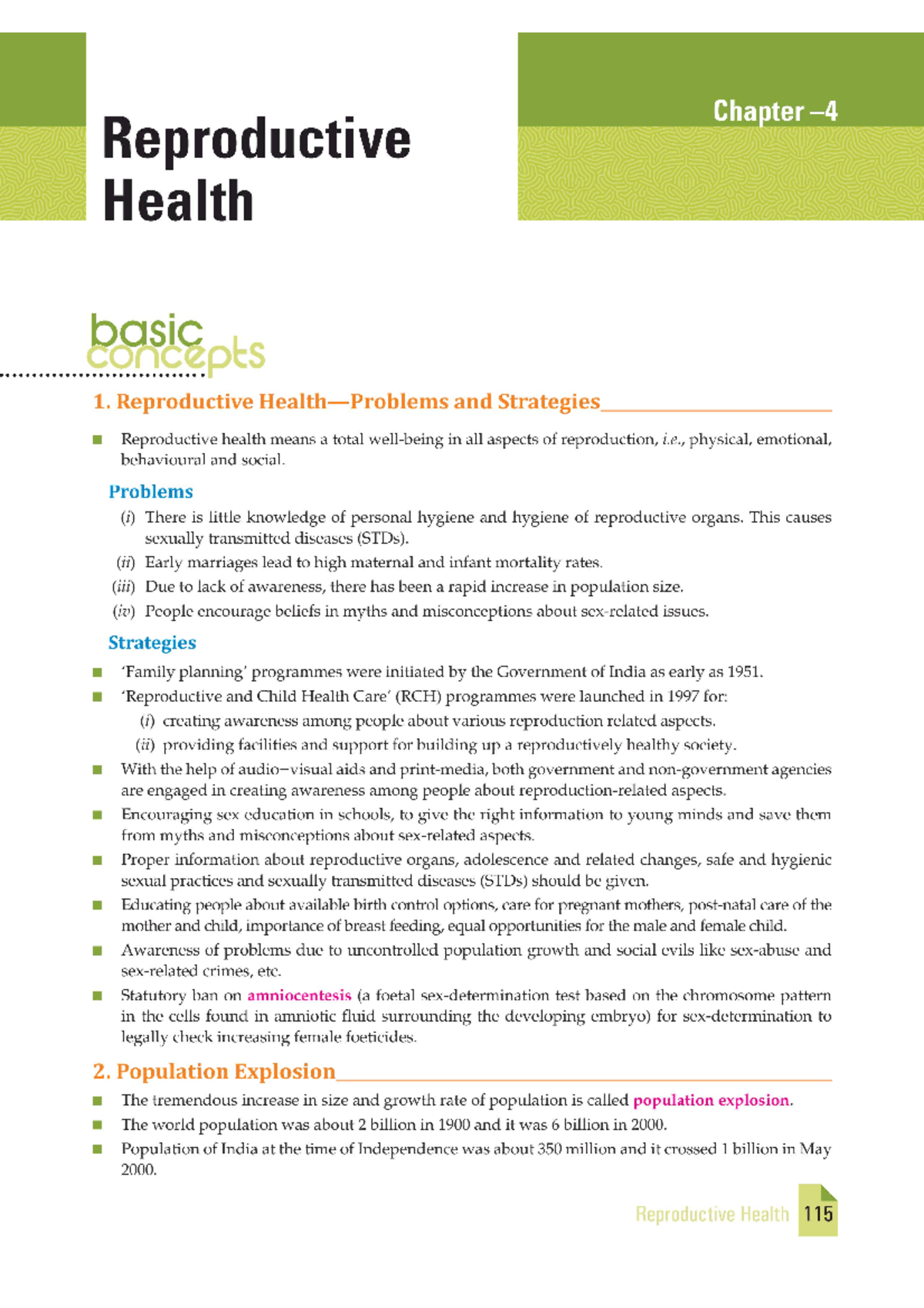 Reproductive health - Chapter- Reproductive Health basicLs ConcepE ...