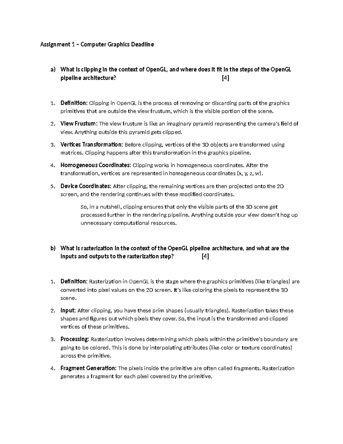 Assignment 1 CS411 - Assignment 1 – Computer Graphics Deadline a) What ...