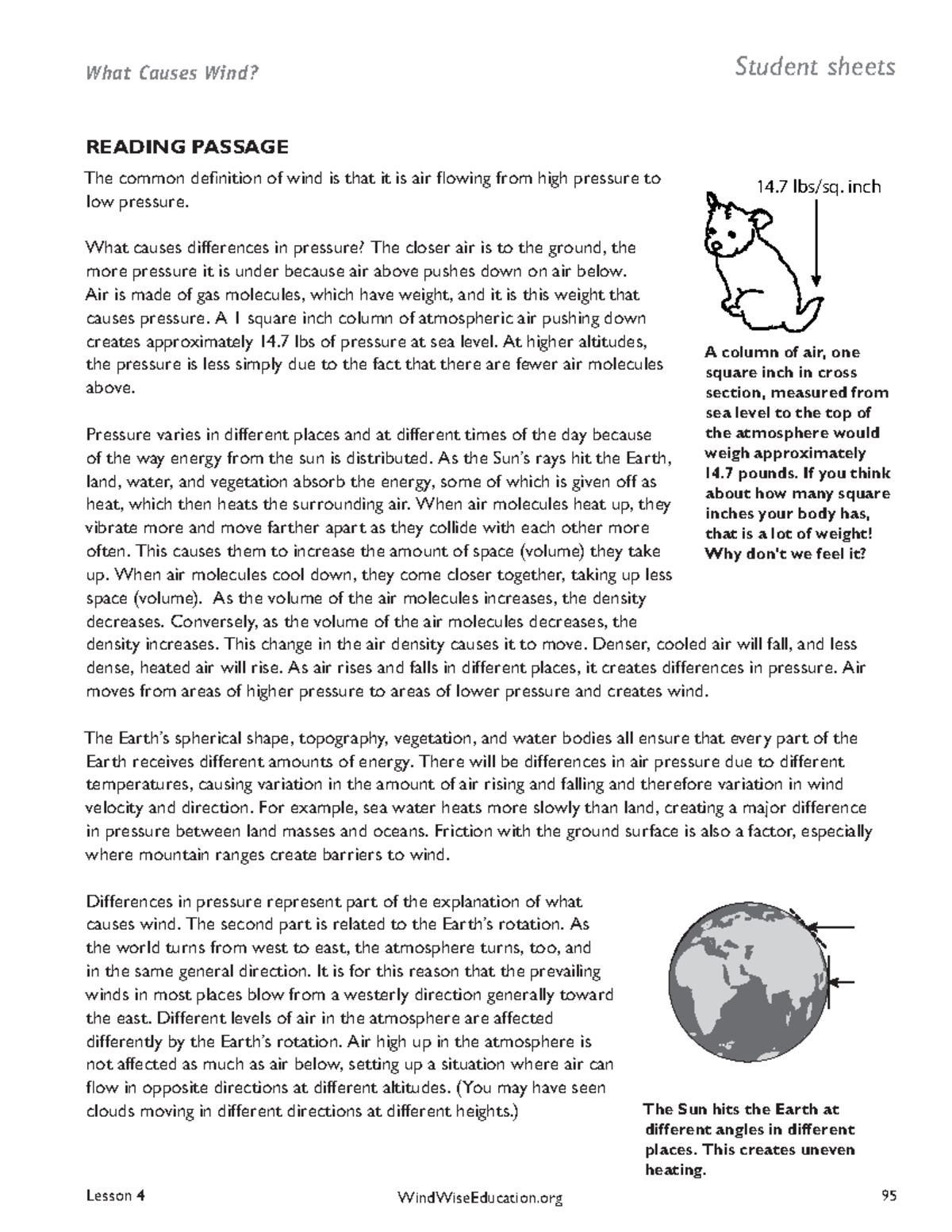 Wind Reading Passage - WindWiseEducation 95 What Causes Wind? Lesson 4 ...
