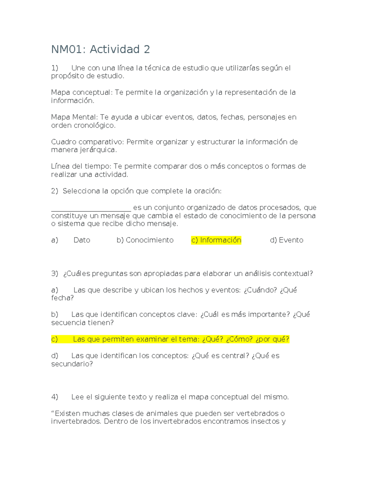 NM01 Actividad 2 - FFF - NM01: Actividad 2 Une con una línea la técnica de estudio que ...