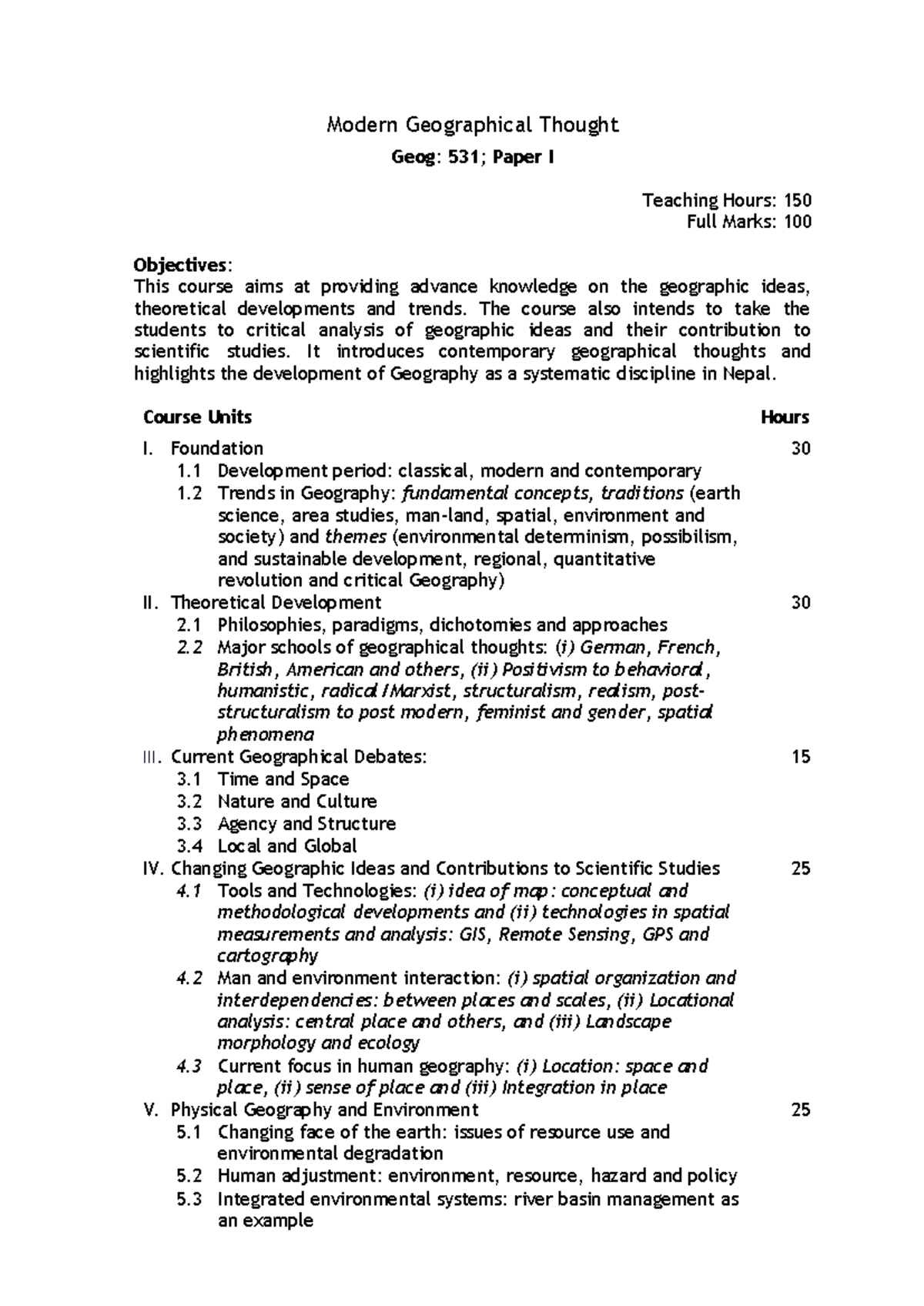 531 Modern Geographical Thought - Modern Geographical Thought Geog: 531 ...