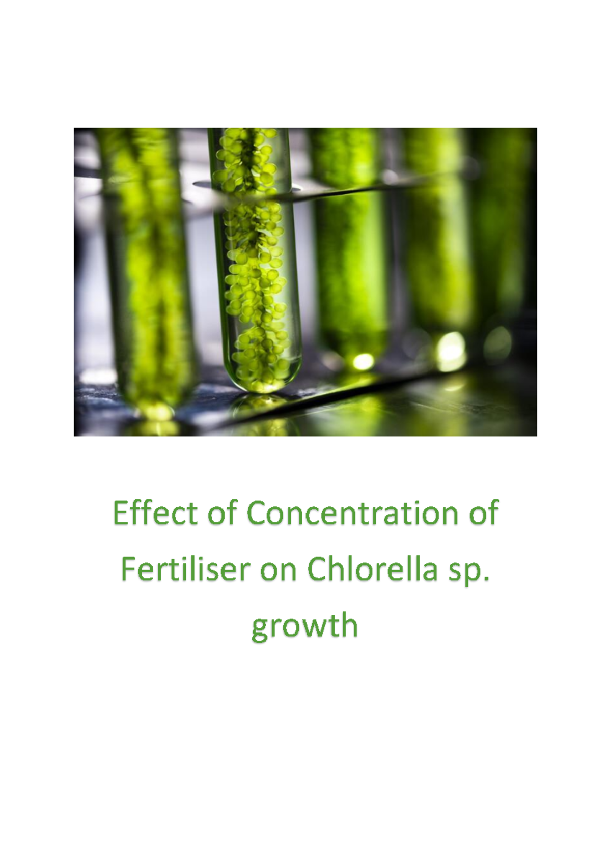 Algae Biology Experiment Student Experiment - Effect of Concentration ...