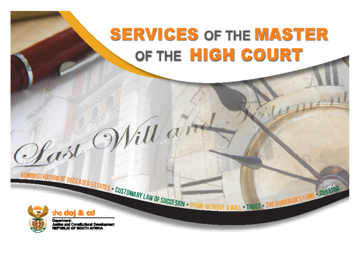 South Africa- Services of the Master of the High Court - ADMINISTRATION ...