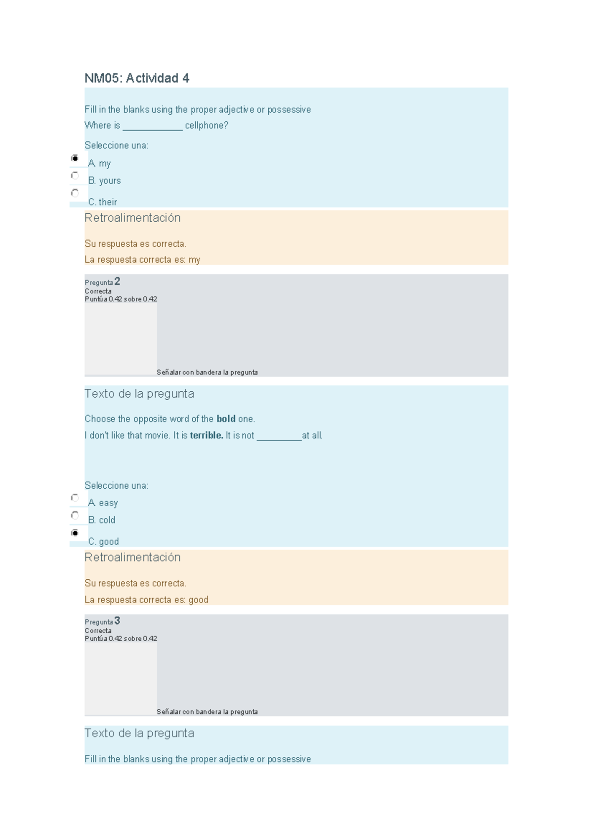 NM05: Actividad 4 mi mundo en otra lengua - NM05: Actividad 4 Fill in the blanks using the ...