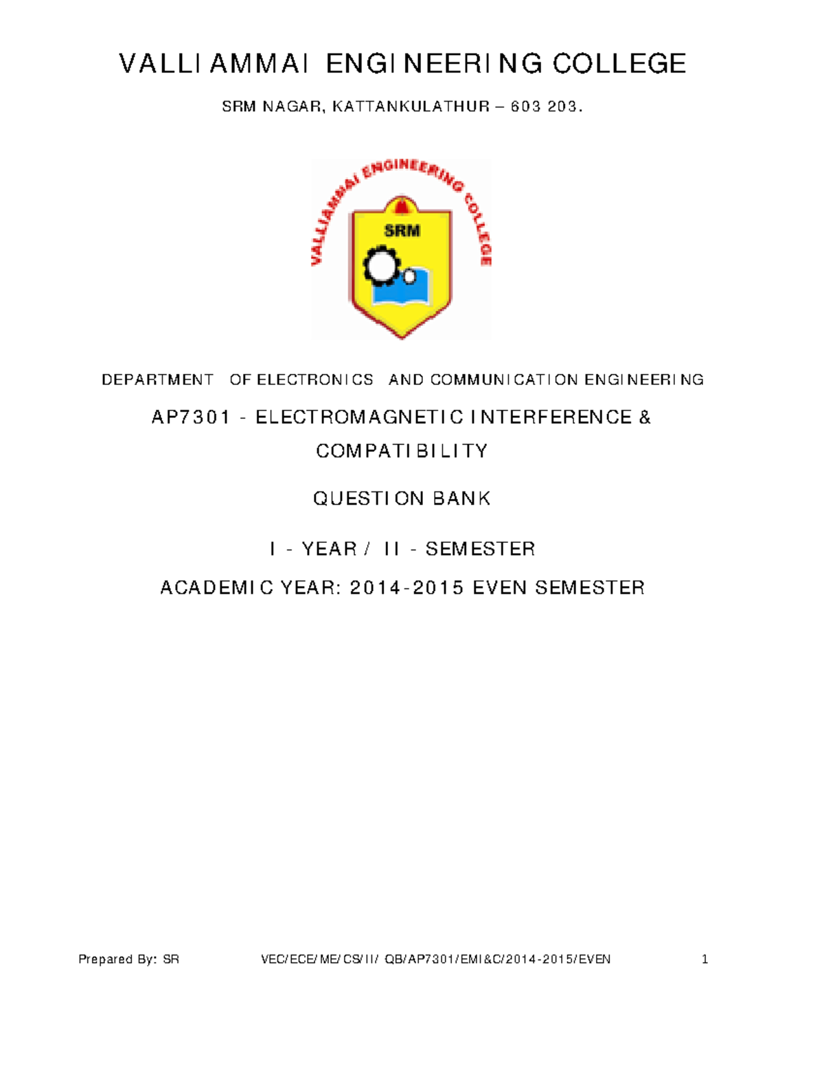 AP7301-Electromagnetic Interference and Compatibility - VALLIAMMAI ...