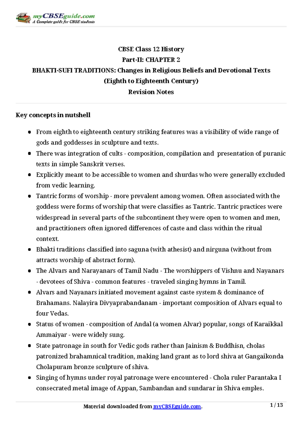 12 history part II revision notes ch 02 - CBSE Class 12 History Part-II ...