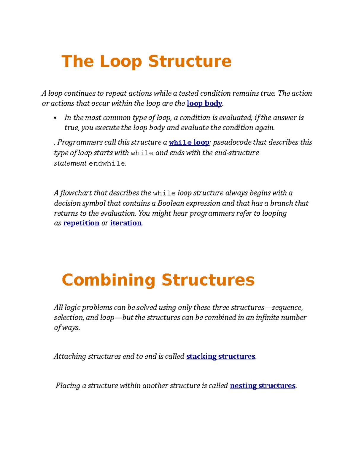 COP 3c and 3d - COP 3c and 3d Chapter Notes - The Loop Structure A loop ...