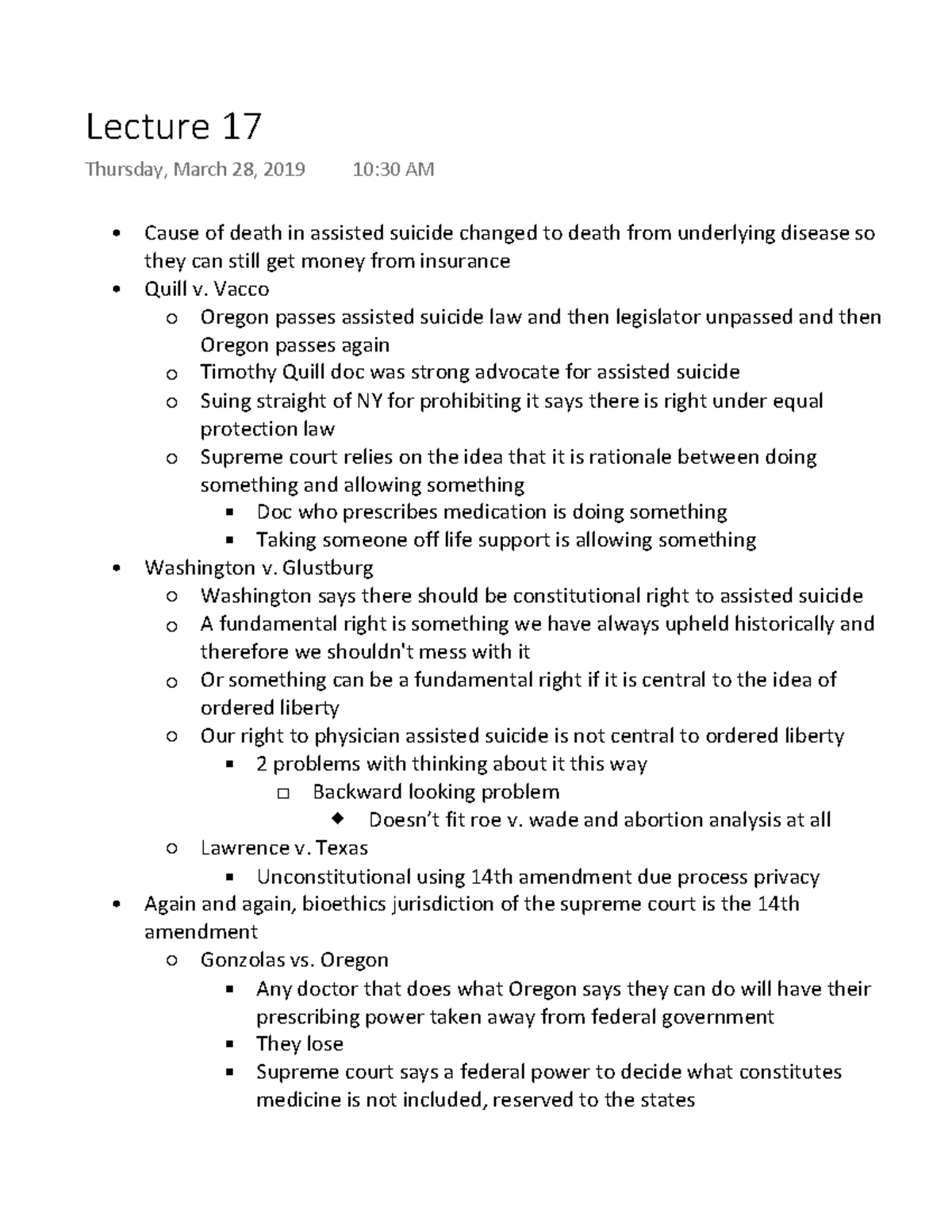 Lecture 17 - Cause of death in assisted suicide changed to death from ...