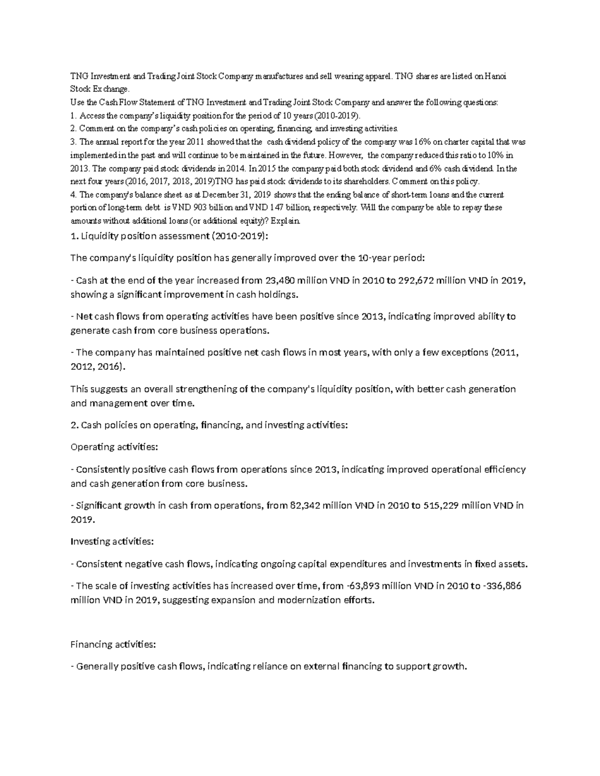 Cash flows - TNG - dsxfgcggdtuyjh - TNG Investment and Trading Joint ...