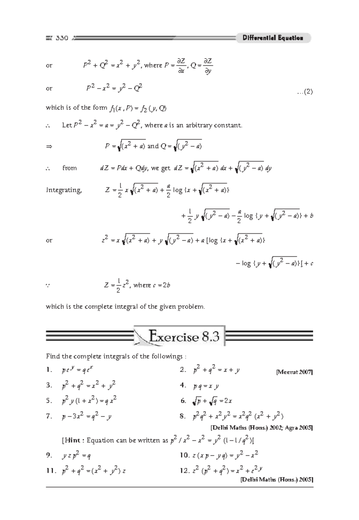 Differential equations-113 - or P 2 + Q 2 = x 2 + y 2 , where P Z x Q Z ...