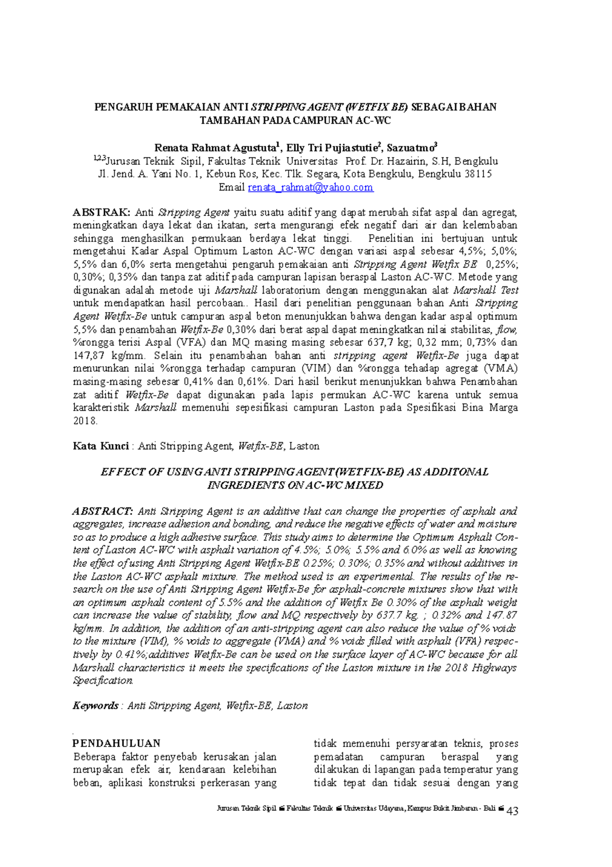 Paper Renata Rahmat A 17100029 - PENGARUH PEMAKAIAN ANTI STRIPPING ...