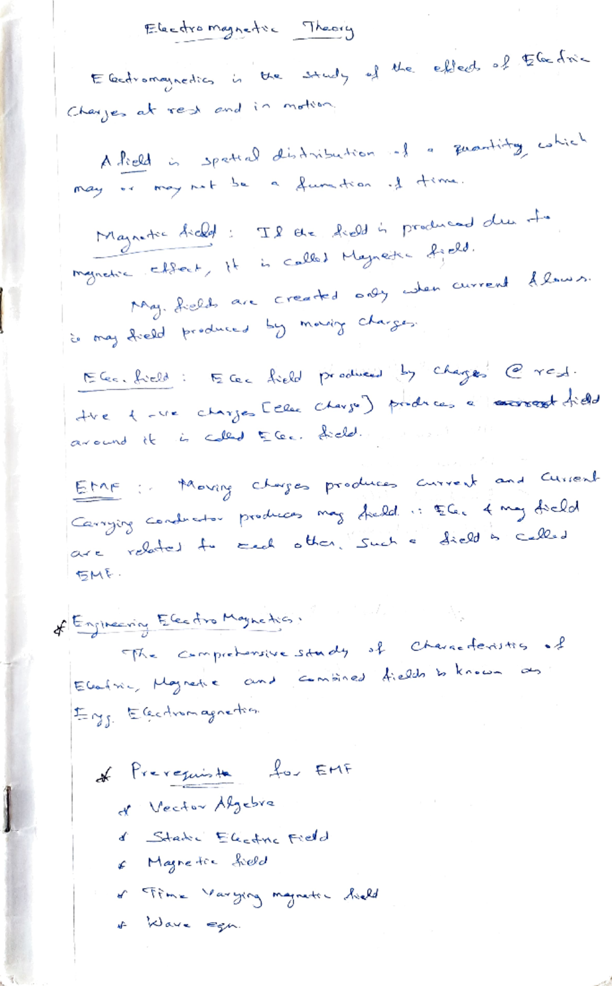 EMF Notes 1 tutorial - EMF reference book - Electromagnetic Theory ...