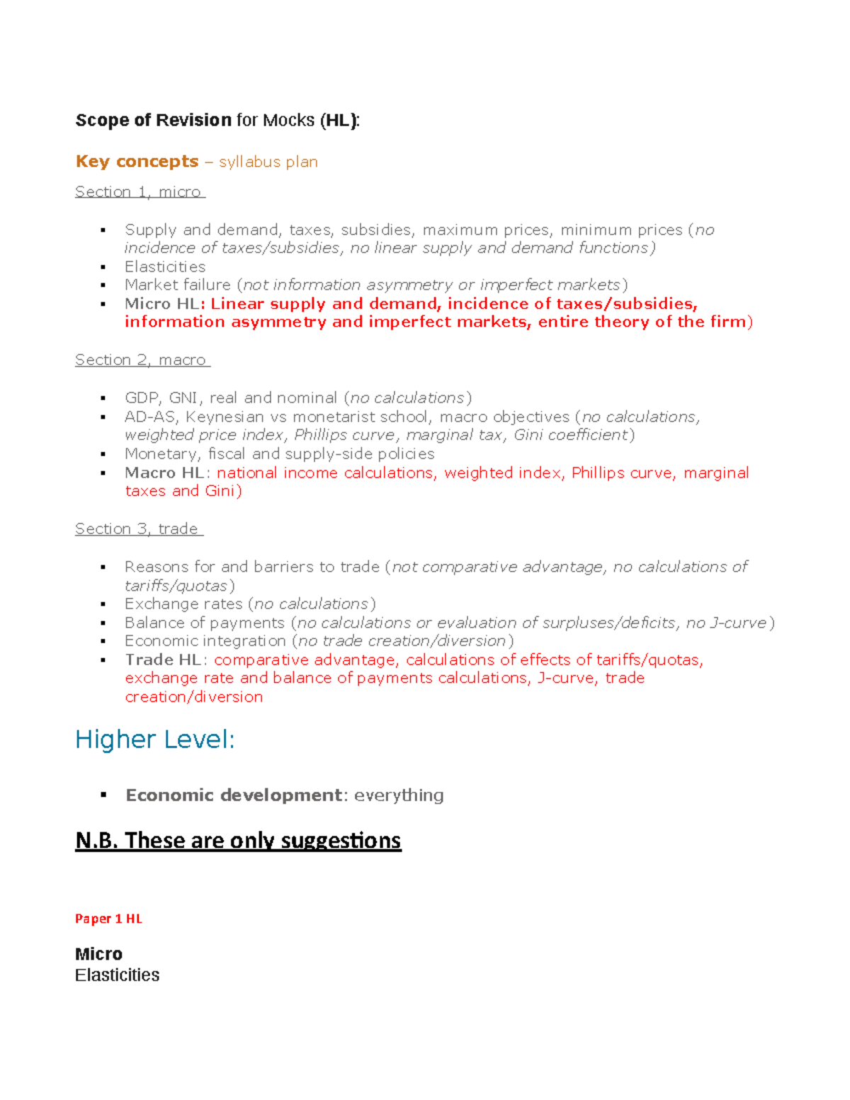Key concepts Mock revisionsuggestions - Scope of Revision for Mocks (HL ...
