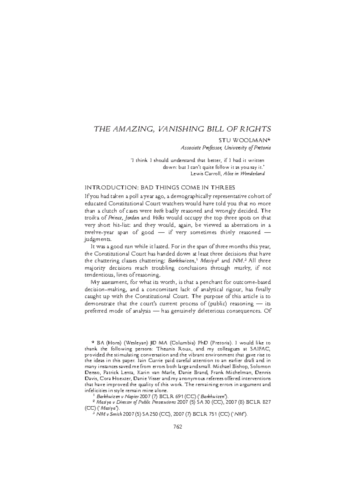 Woolman Amazing Vanishing Bill of Rights 2007 - THE AMAZING, VANISHING ...