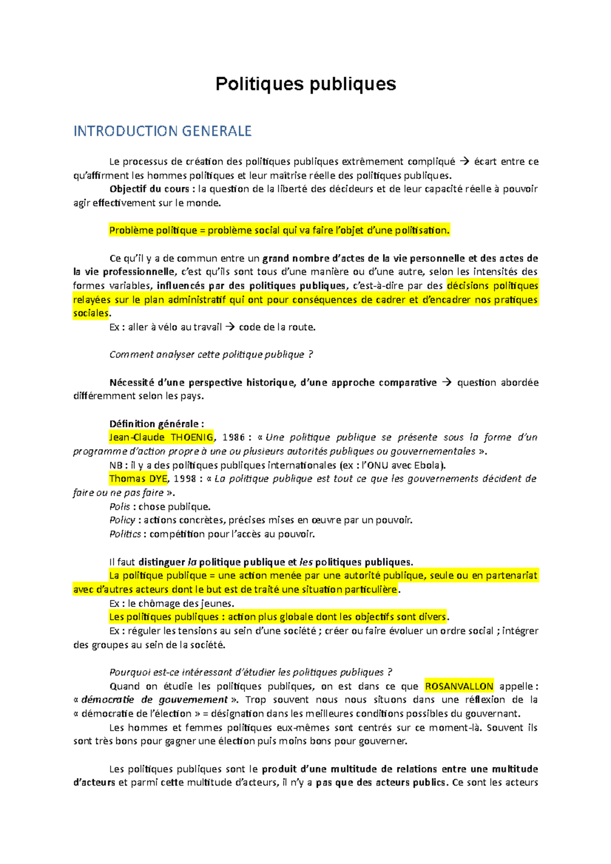 Politiques- Publiques - Politiques publiques INTRODUCTION GENERALE Le ...