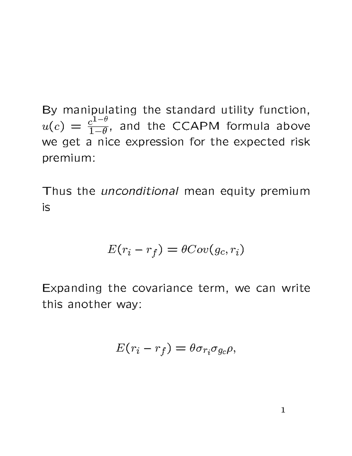 Ec405 - Problem set - By manipulating the standard utility function, u ...
