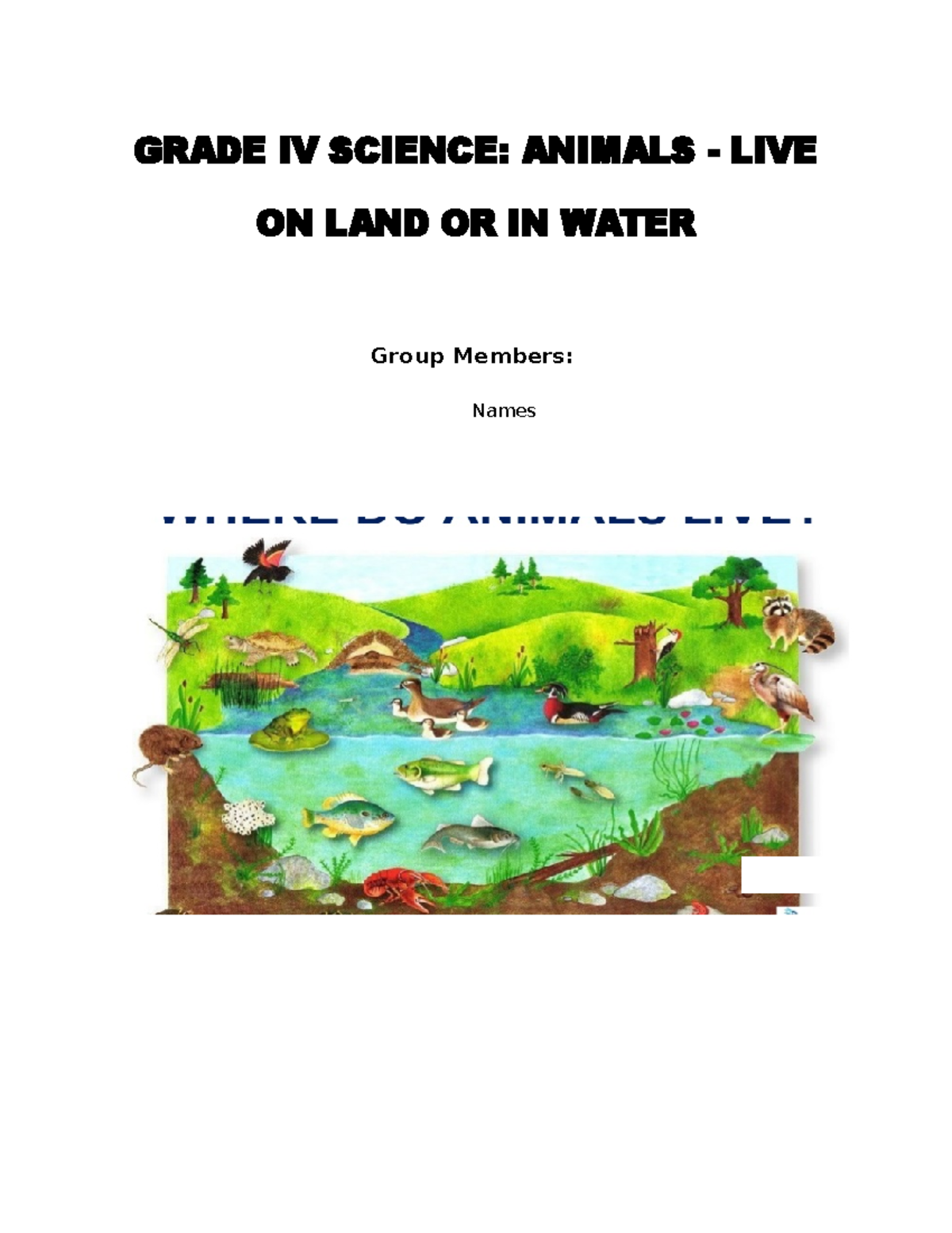 Sample-Unit-Plan - Sample Unit Plan - GRADE IV SCIENCE: ANIMALS - LIVE ...