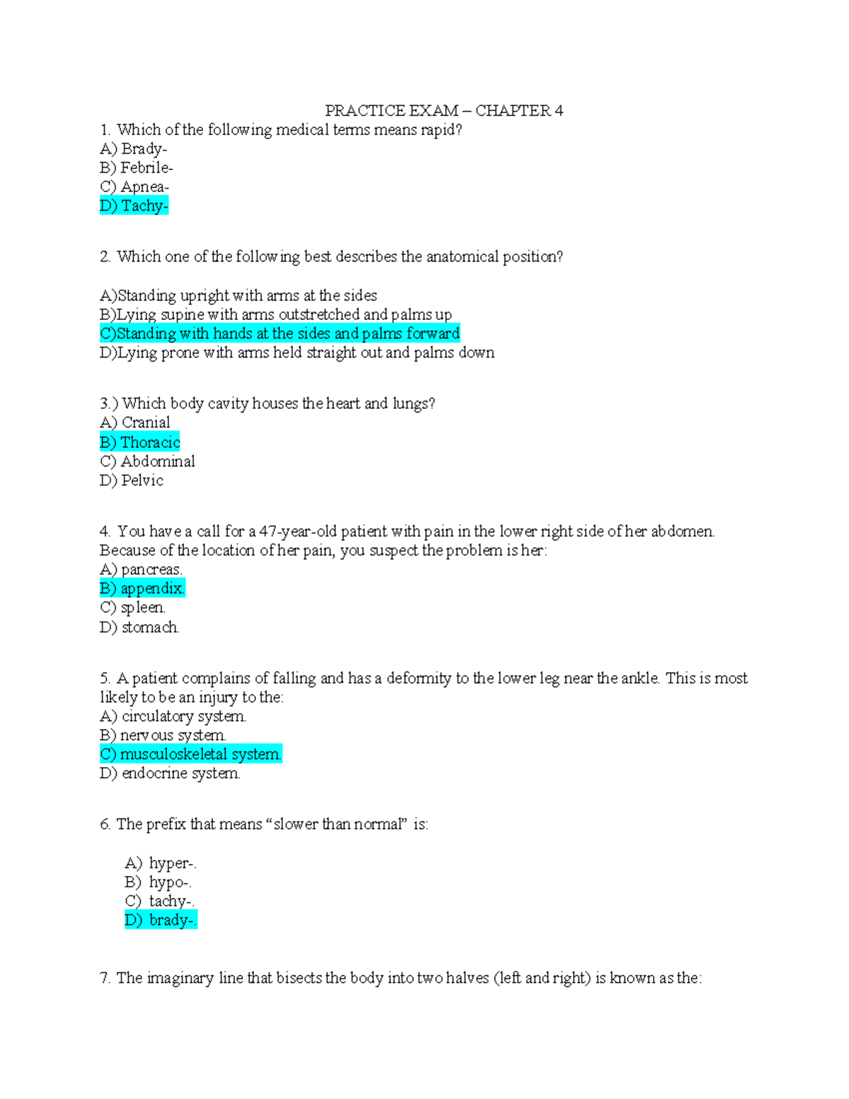 Practice chapter 4 exam - PRACTICE EXAM – CHAPTER 4 Which of the ...
