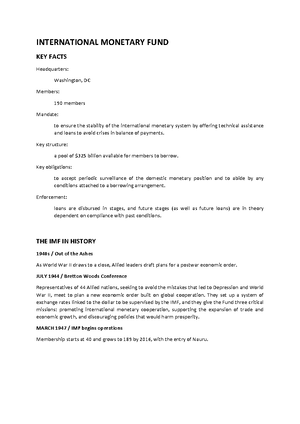 [Solved] Creation activity and goals of the IMF Reasons for the ...