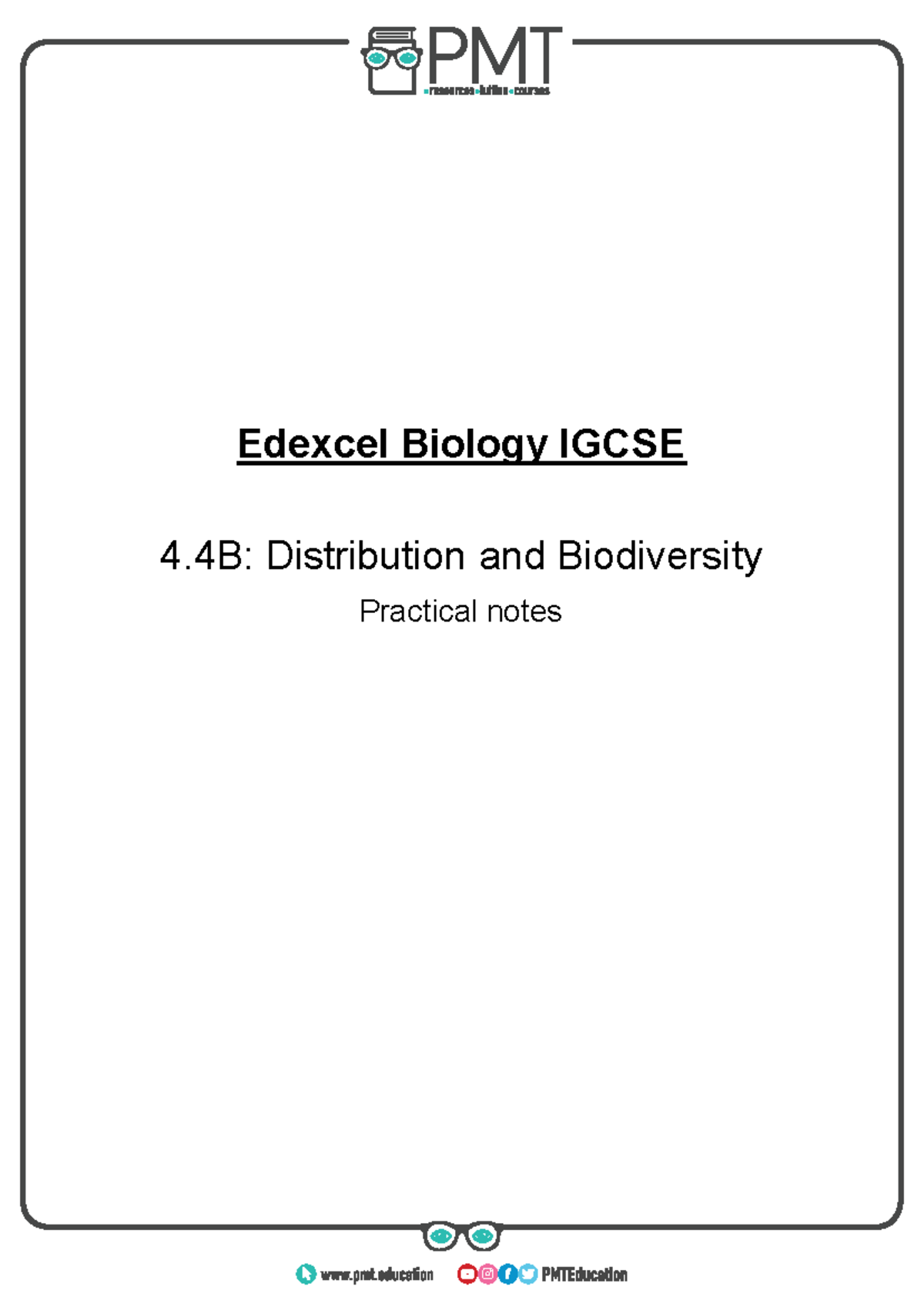 Distribution and Biodiversity - Edexcel Biology IGCSE 4: Distribution and Biodiversity Practical ...