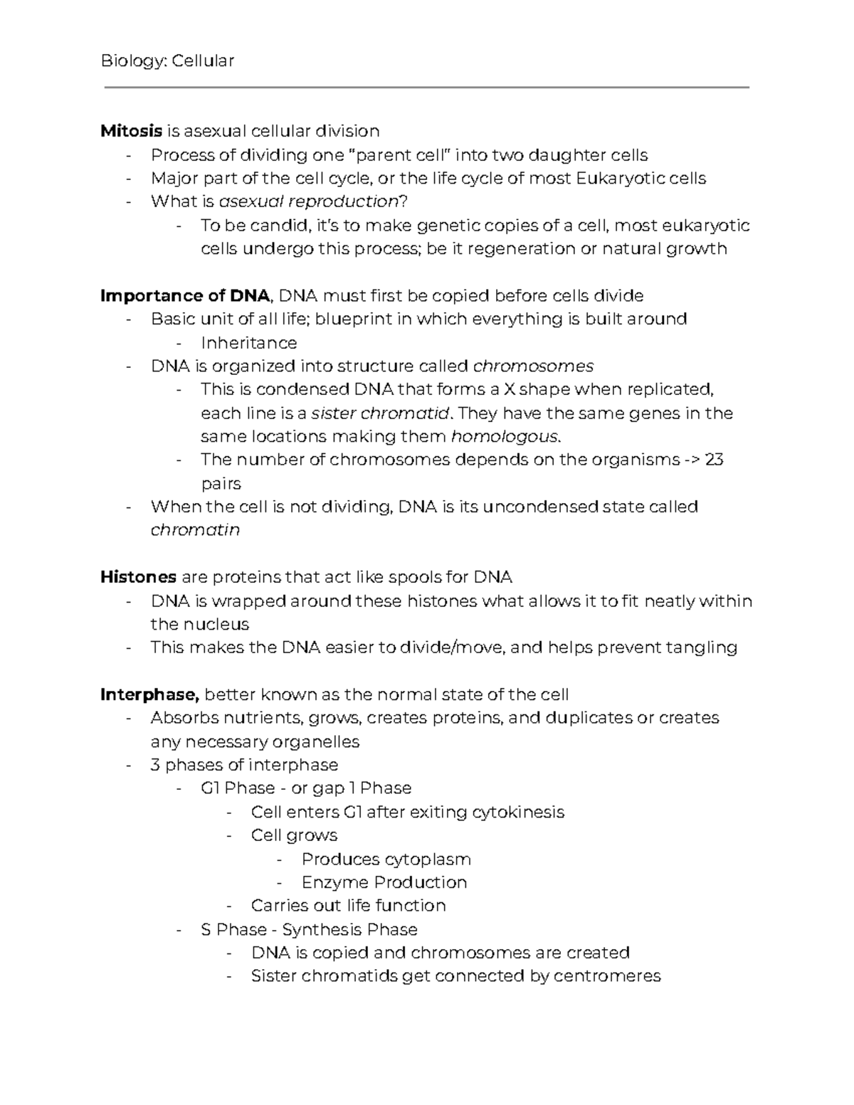 Cell Cycle and Mitosis - Biology: Cellular Mitosis is asexual cellular ...