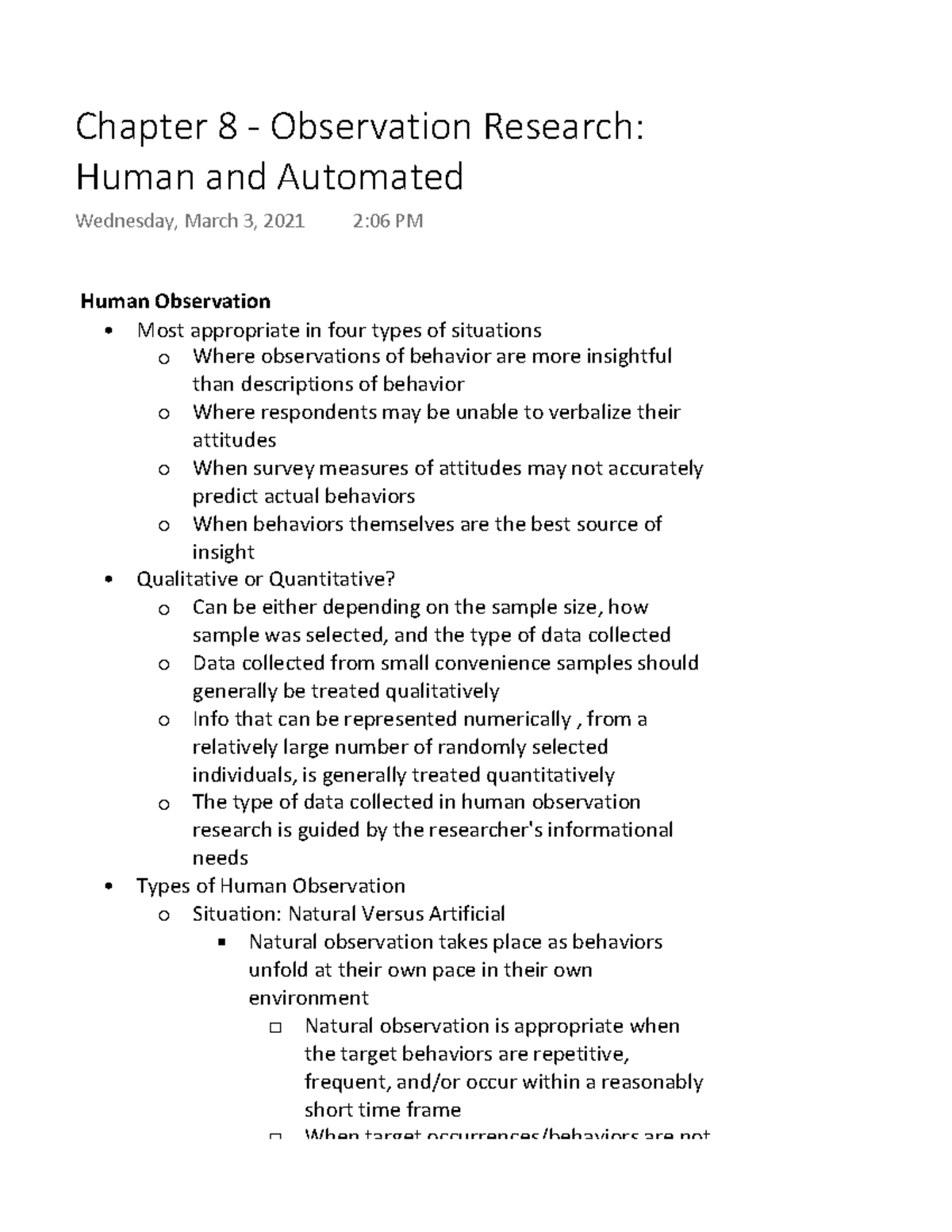 Chapter 8 - Observation Research Human and Automated - Human ...