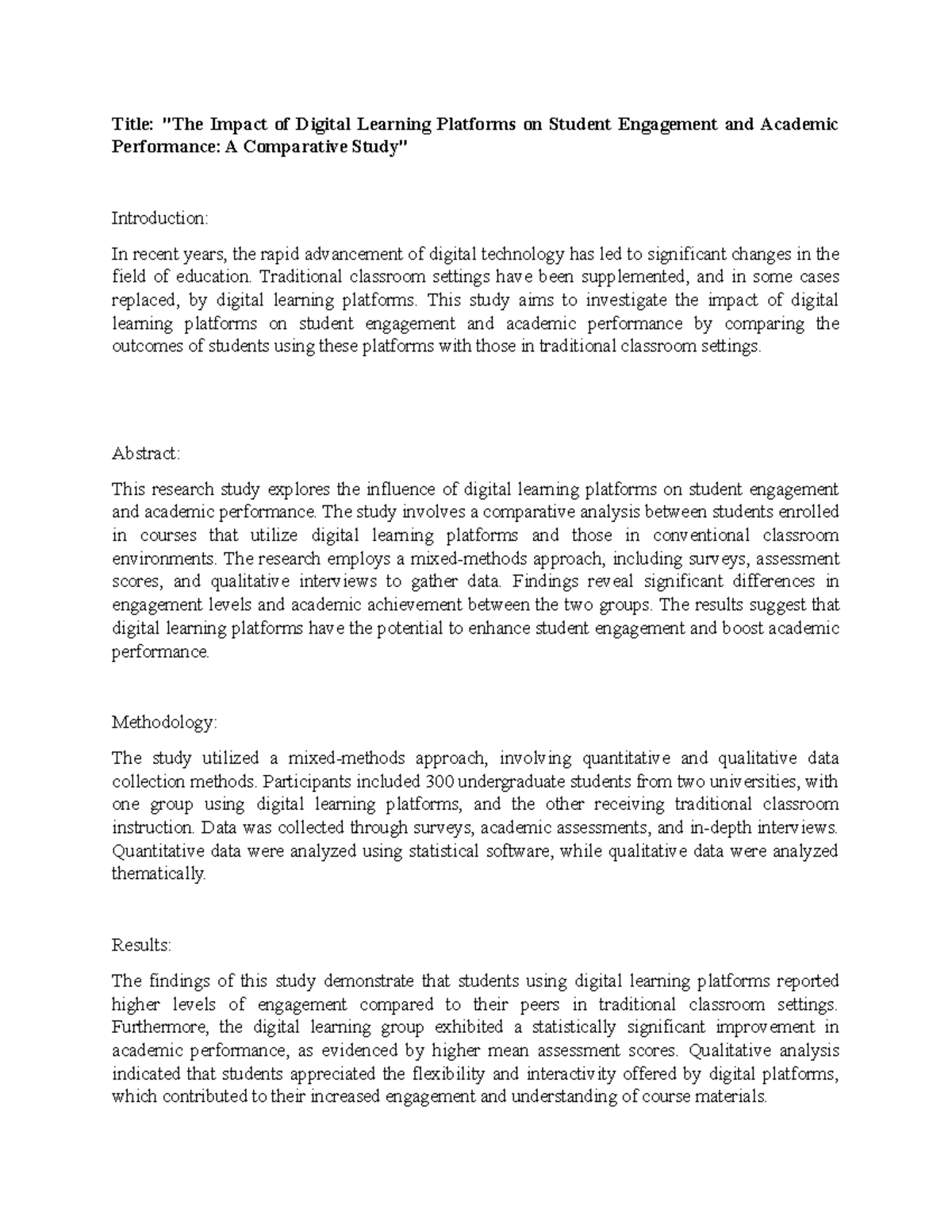 Research Example - a random note i made - Title: "The Impact of Digital ...