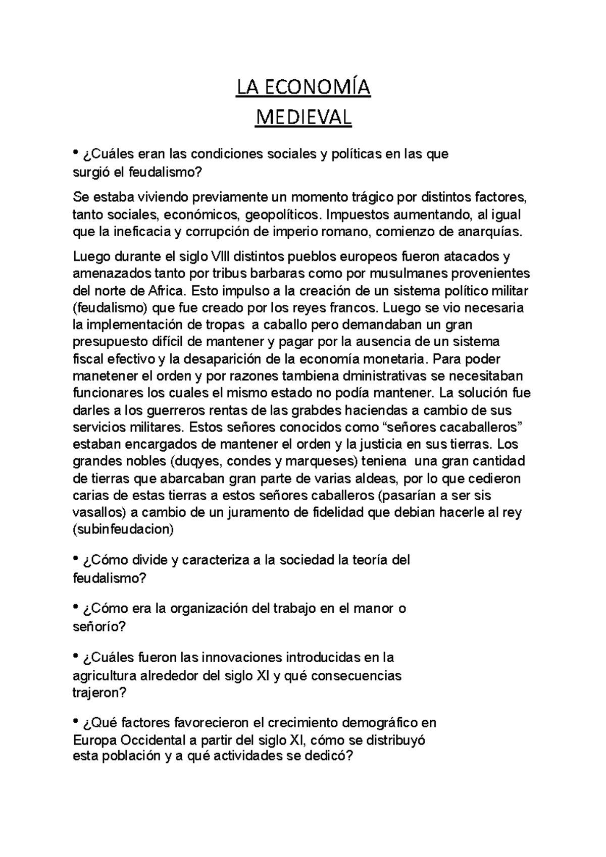 LA Economía Medieval - LA ECONOMÍA MEDIEVAL • ¿Cuáles eran las ...