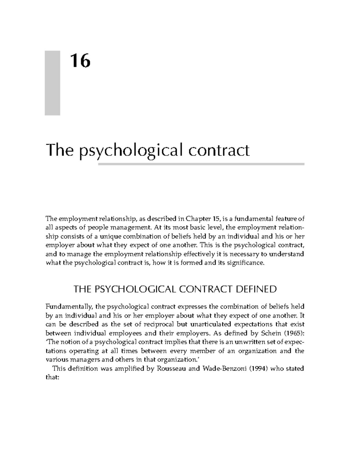 Human Resource Management - The psychological contract The employment ...