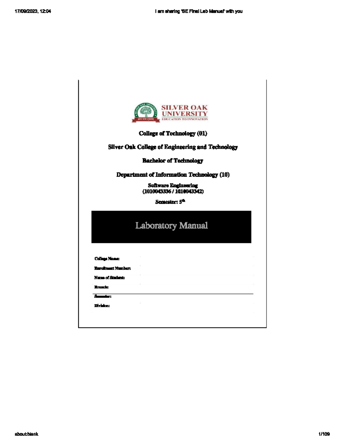 SE Lab Manual - Network technology - Studocu