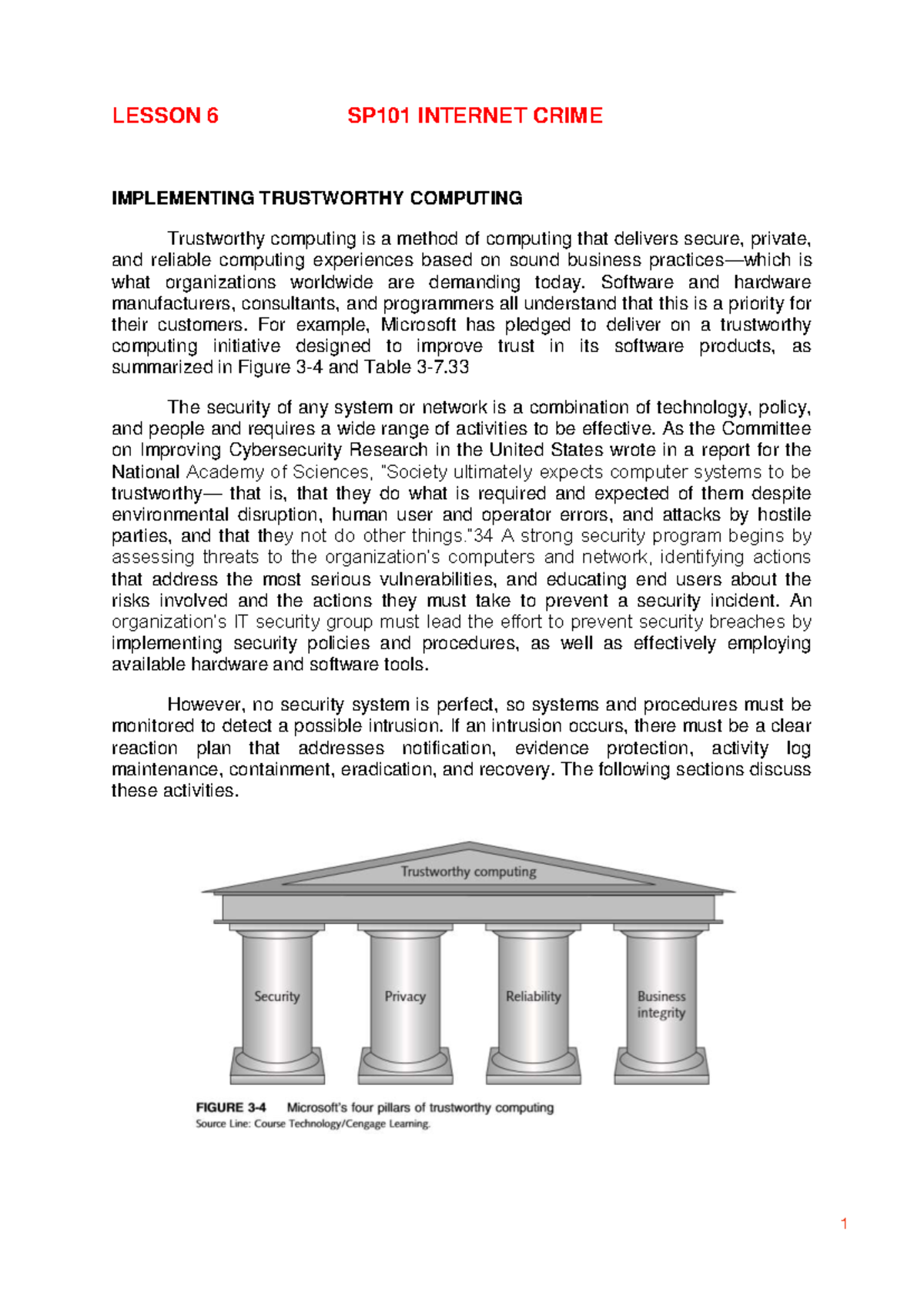 Lesson 6 Internet Crime - IMPLEMENTING TRUSTWORTHY COMPUTING ...