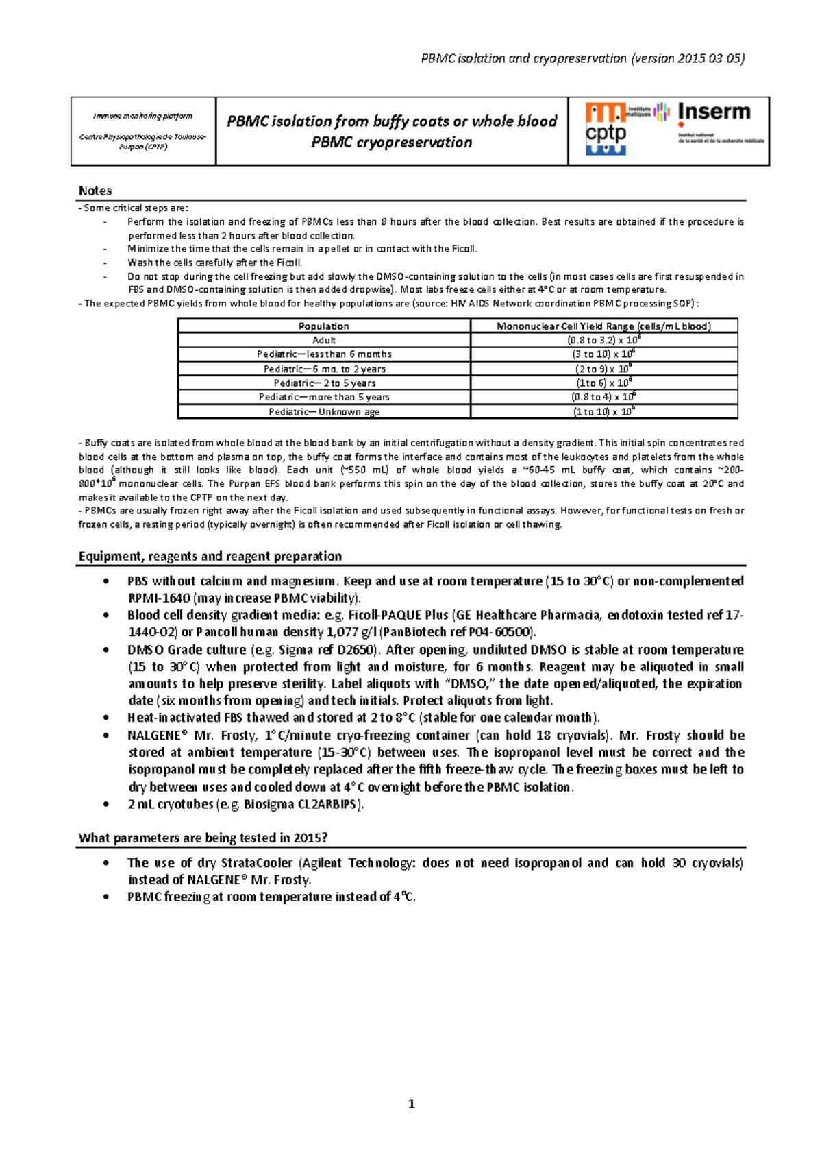 PBMC isolation and cryopreservation from peripheral blood - Immune ...