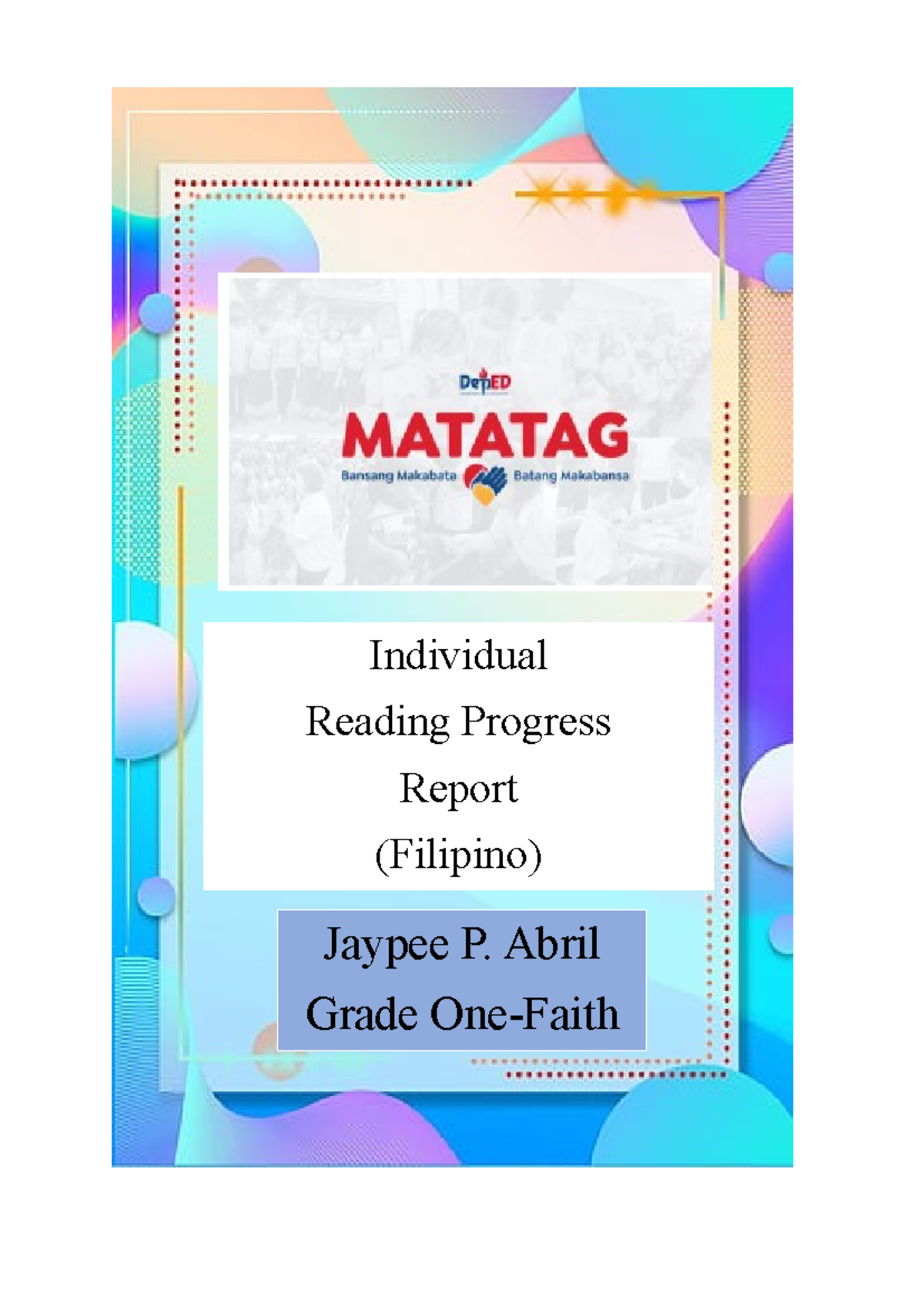One- Faith Clear Book - n/a - Reading Progress Report (Filipino) Jaypee ...