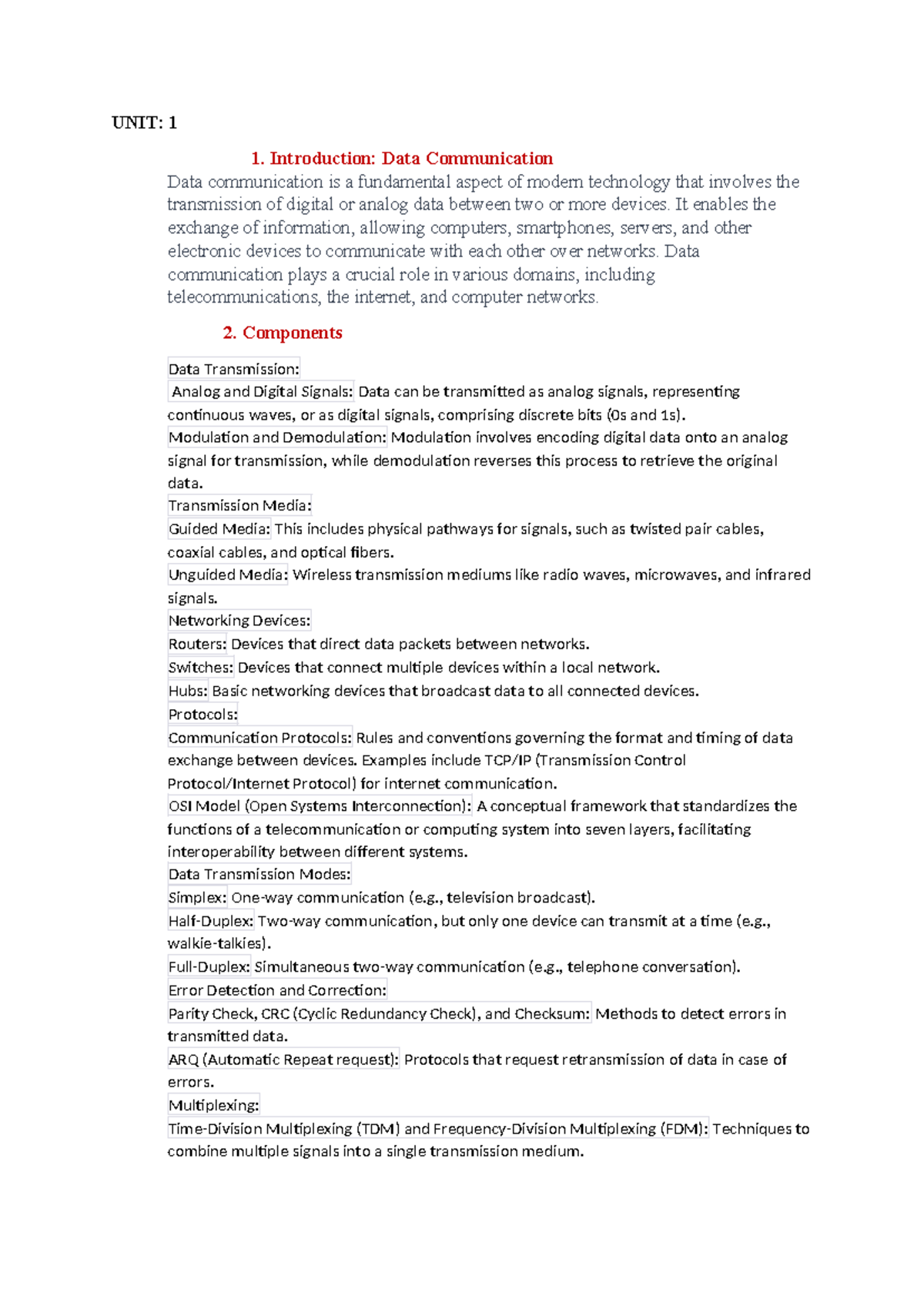 Unit 1 Cse Dcn 4th Sem Unit 1 1 Introduction Data Communication