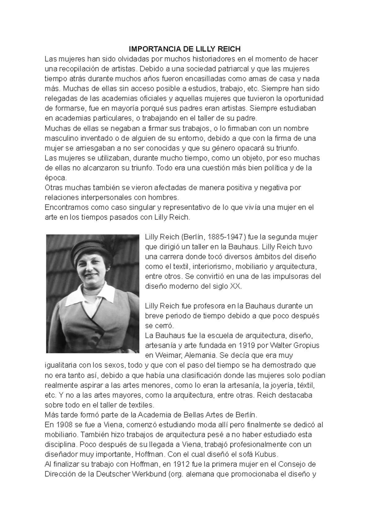 Lilly reich - IMPORTANCIA DE LILLY REICH Las mujeres han sido olvidadas ...