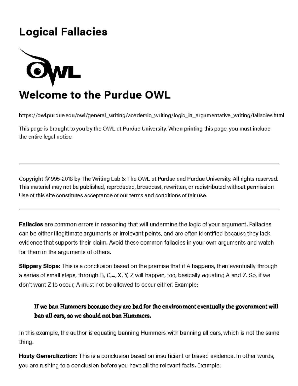 Fallacies Purdue OWL Purdue University Logical Fallacies fallacies-purdue-owl-purdue-university-logical-fallacies