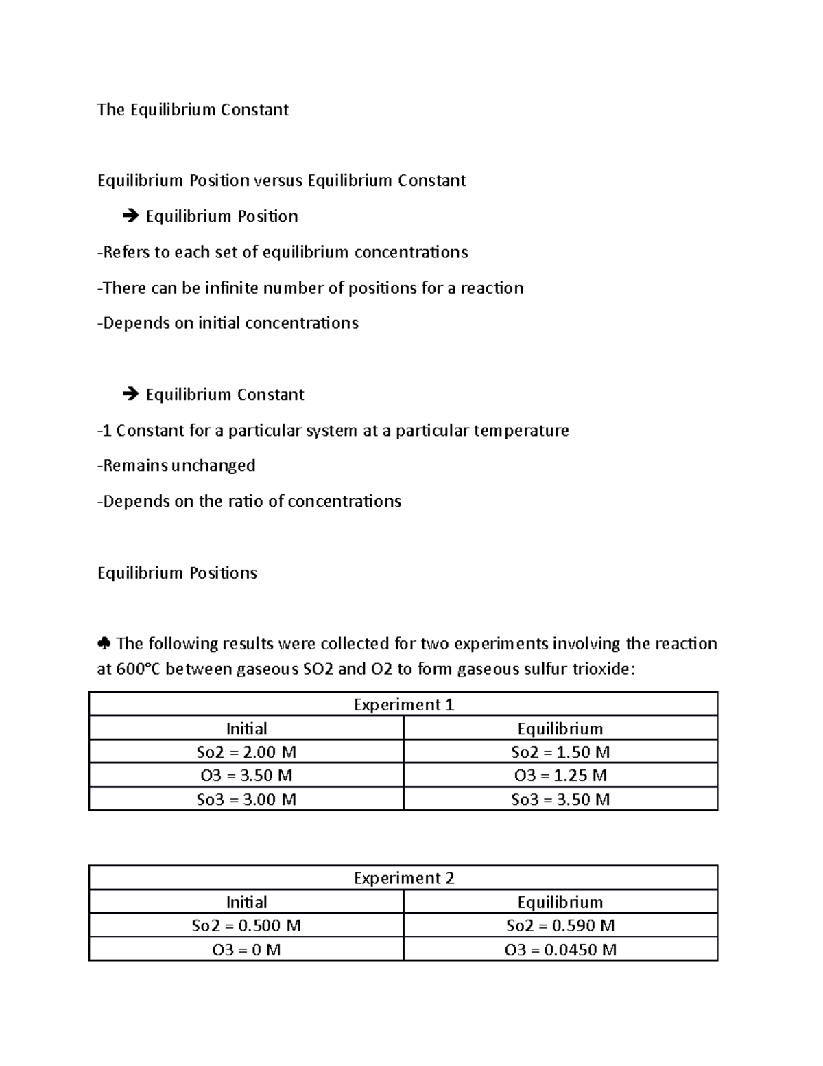 69 - The Equilibrium Constant - The Equilibrium Constant Equilibrium ...