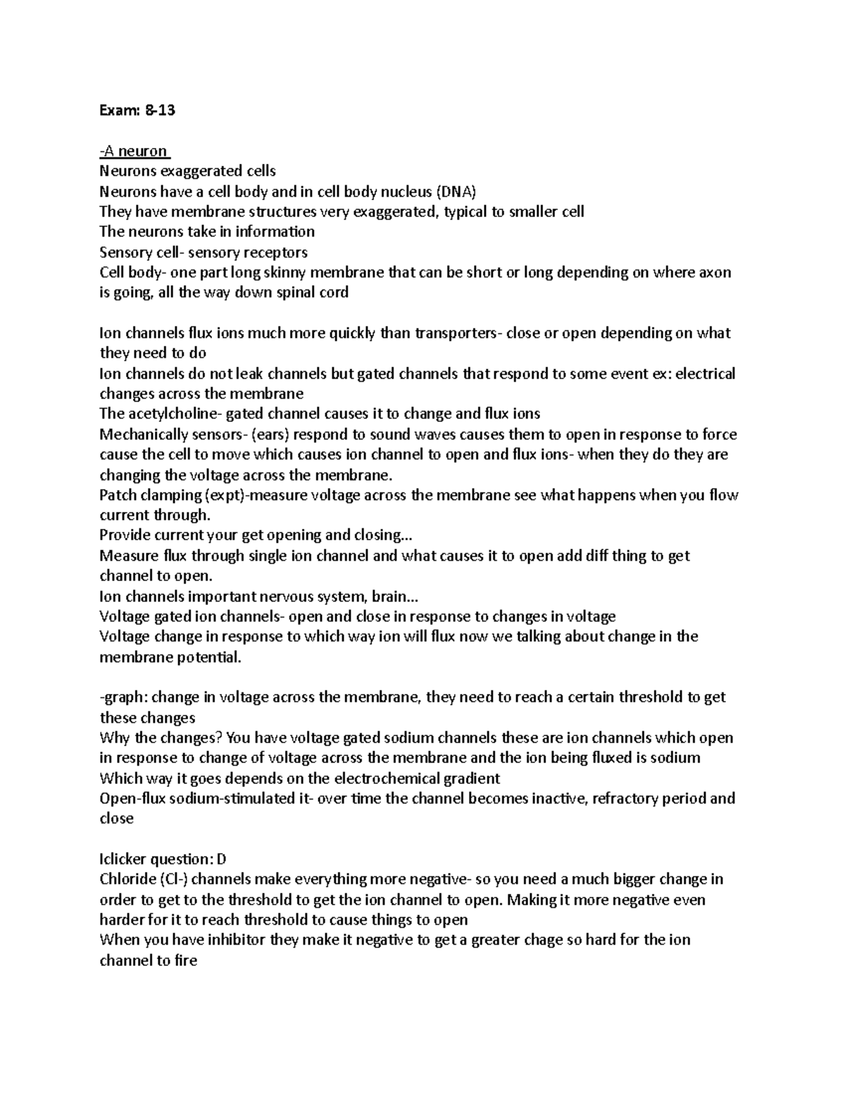 Lec22 notes - cell bio - Exam: 8-A neuron Neurons exaggerated cells ...