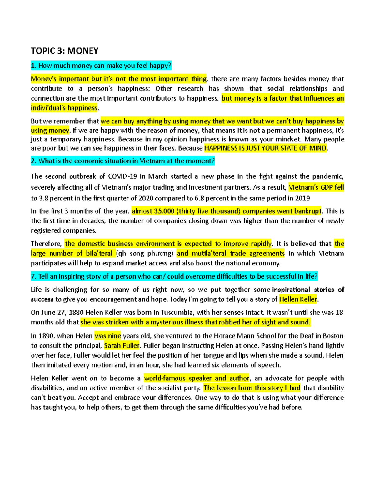 Topic 3 ( Money) - abc - TOPIC 3: MONEY How much money can make you ...