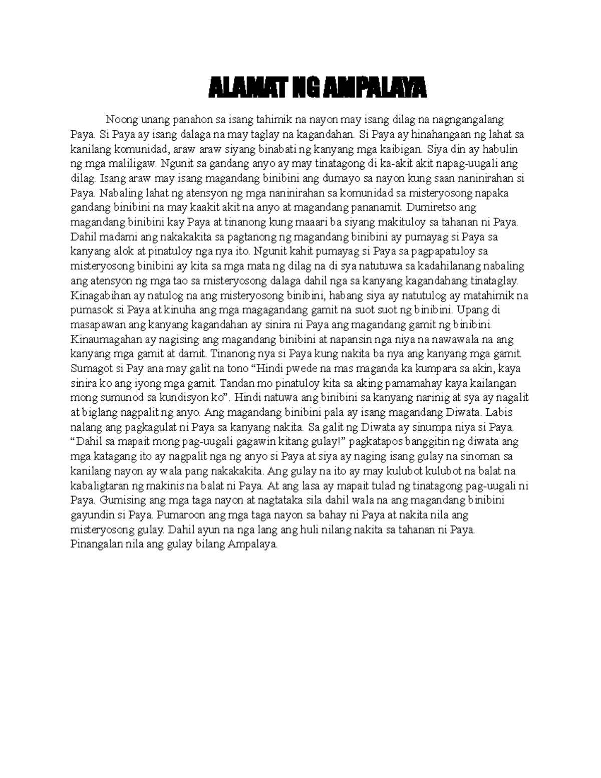 Alamat NG Ampalaya - Sariling Alamat - Sosyedad at Literatura ...