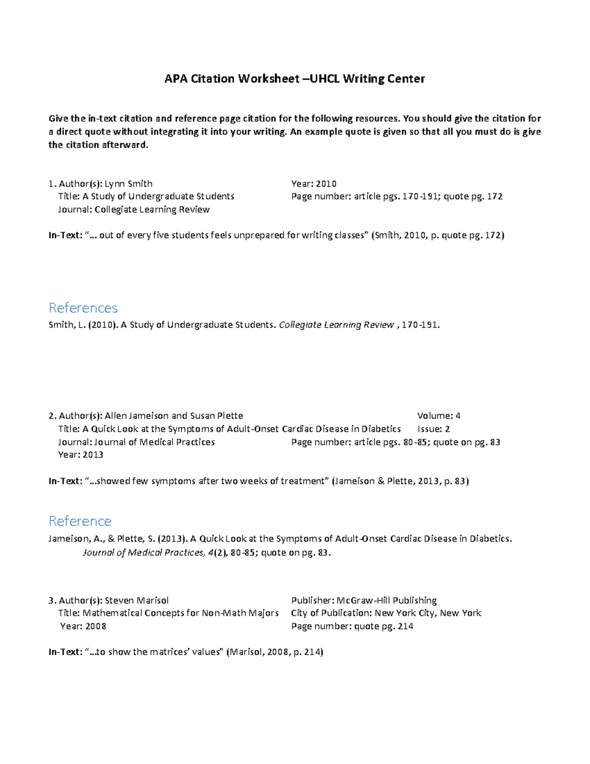 Abdullah Aziz Raja. 20i-0857 SE(Q) - APA Citation Worksheet –UHCL ...