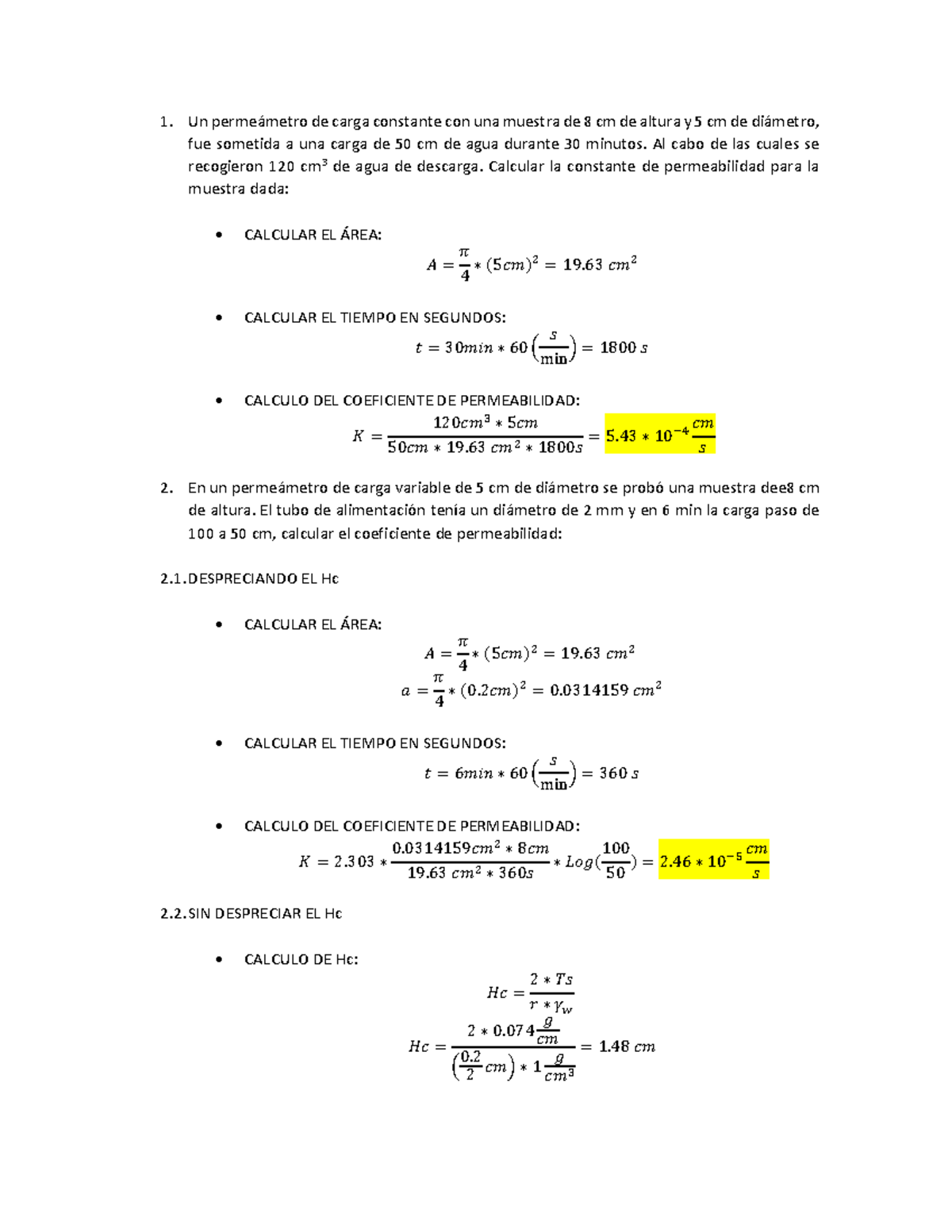 Scribd - INFORMACION NECESARIA - Un permeámetro de carga constante con ...