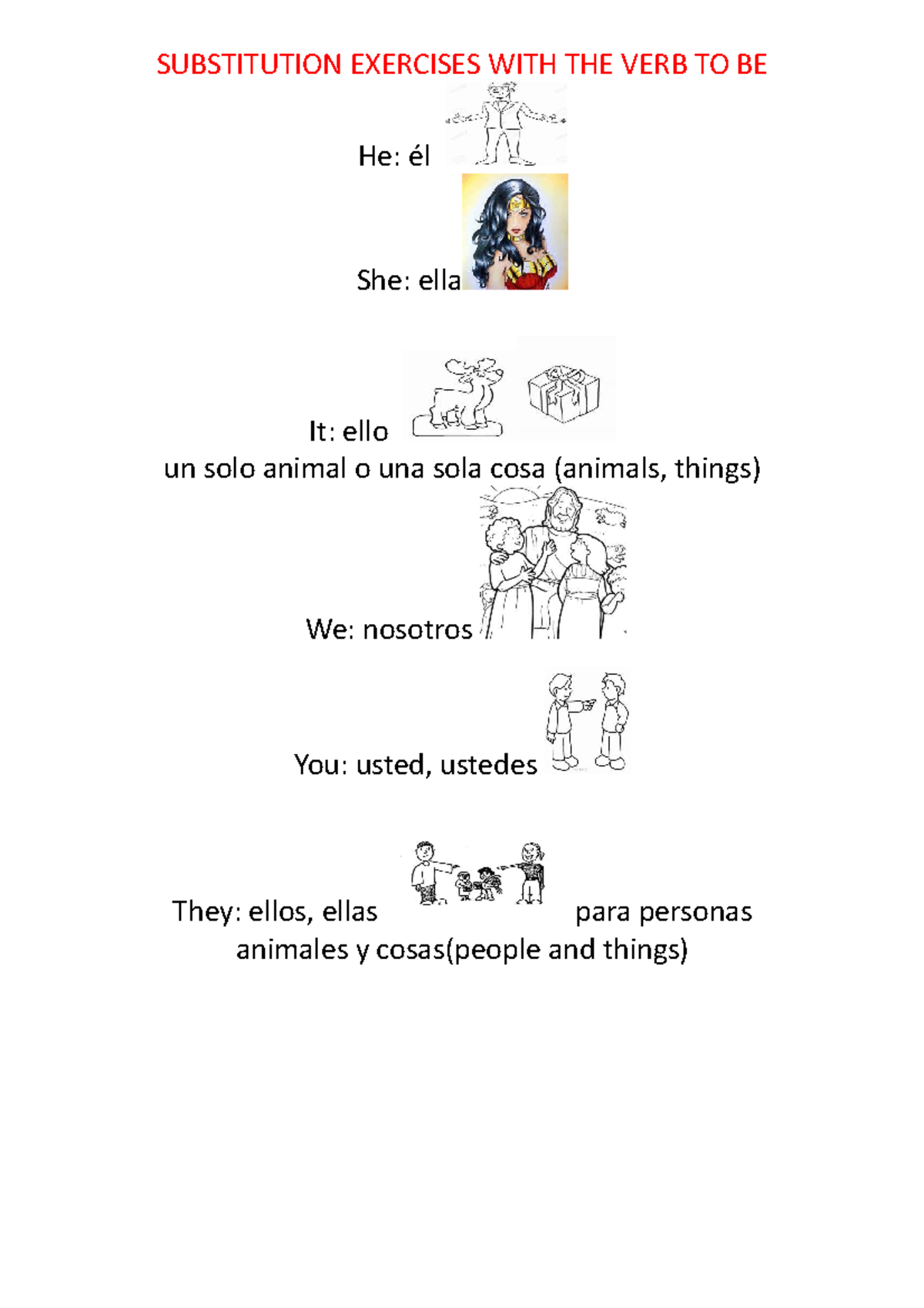 Substitution Exercises WITH THE VERB TO BE - SUBSTITUTION EXERCISES ...
