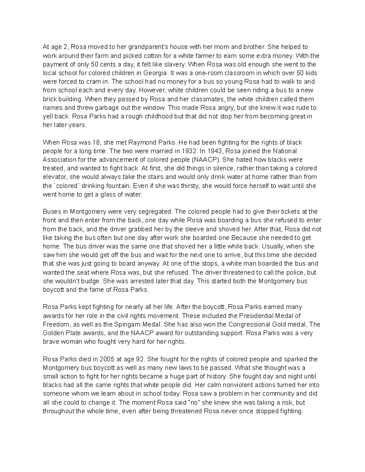 Rosa Parks Brave A Fighter For The Rights Of Black People[ESSAY] - At ...