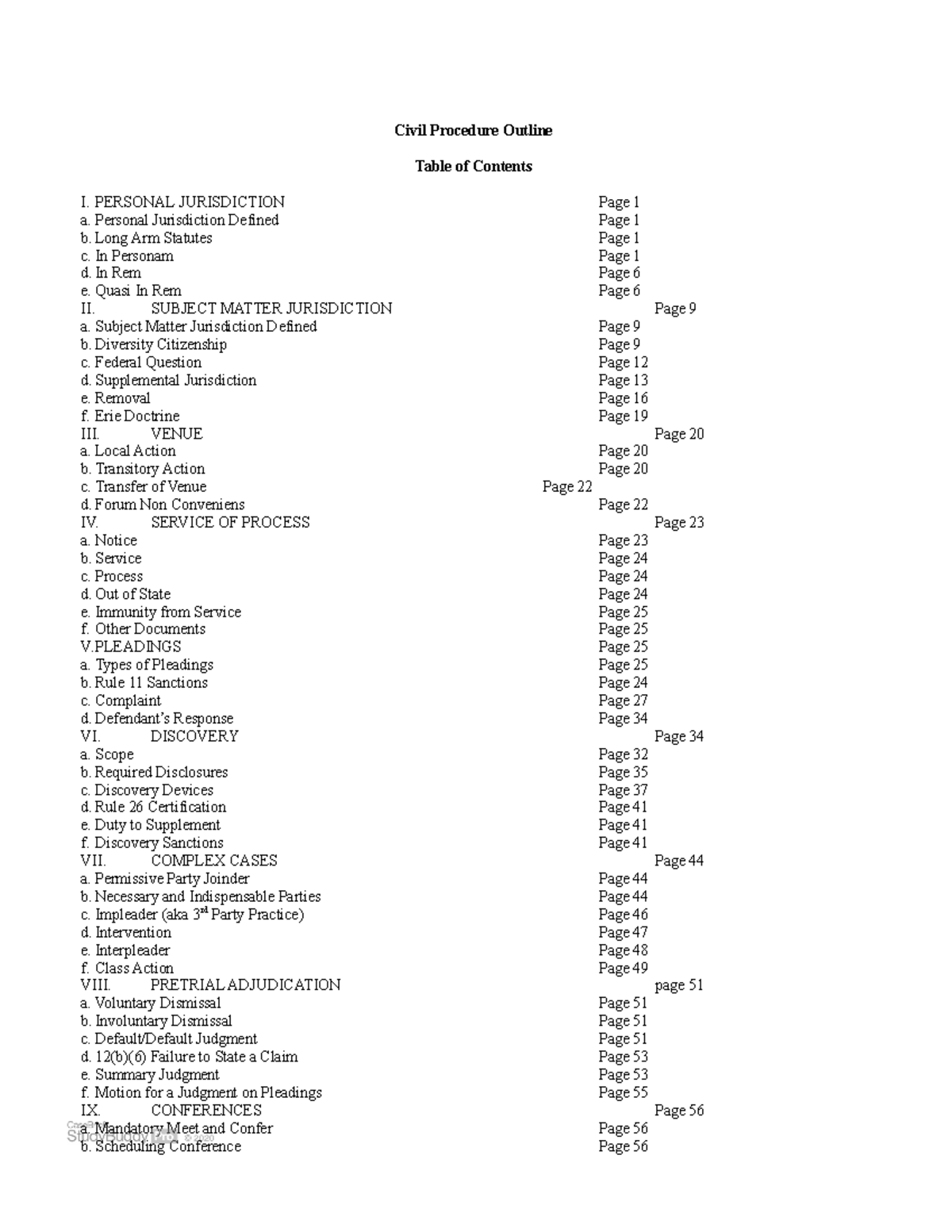 Civil- Procedure Final Fa 2020 - Civil Procedure Outline I. PERSONAL ...